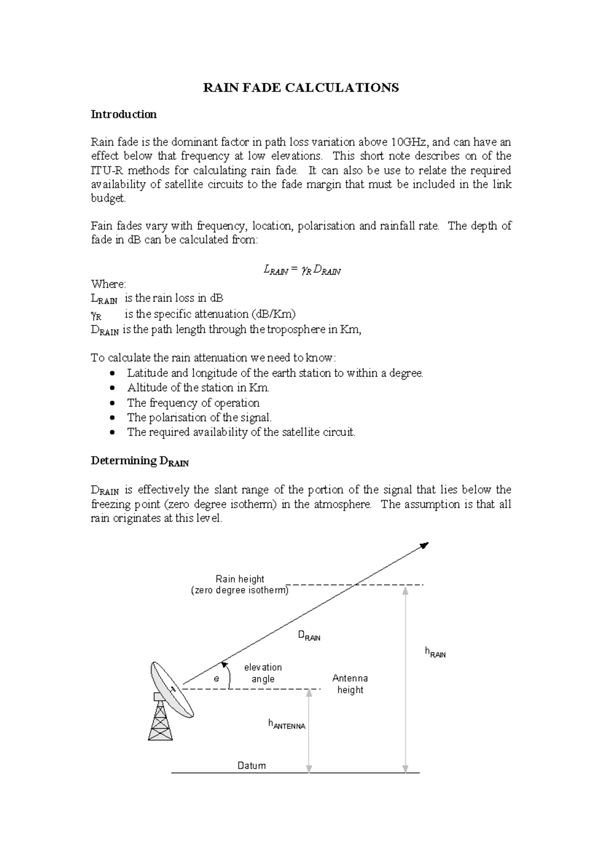 RAIN FADE CALCULATIONS - - Studocu