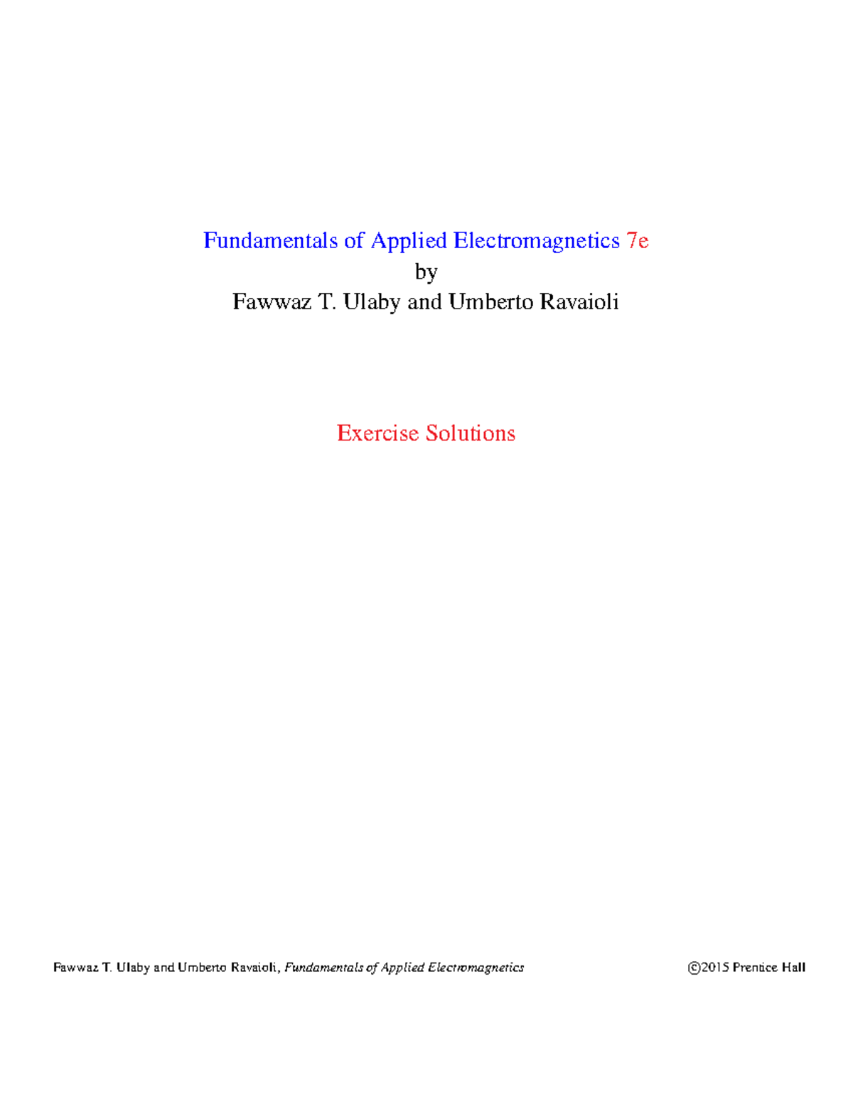 Ulaby exercise solutions - Fundamentals of Applied Electromagnetics 7e ...