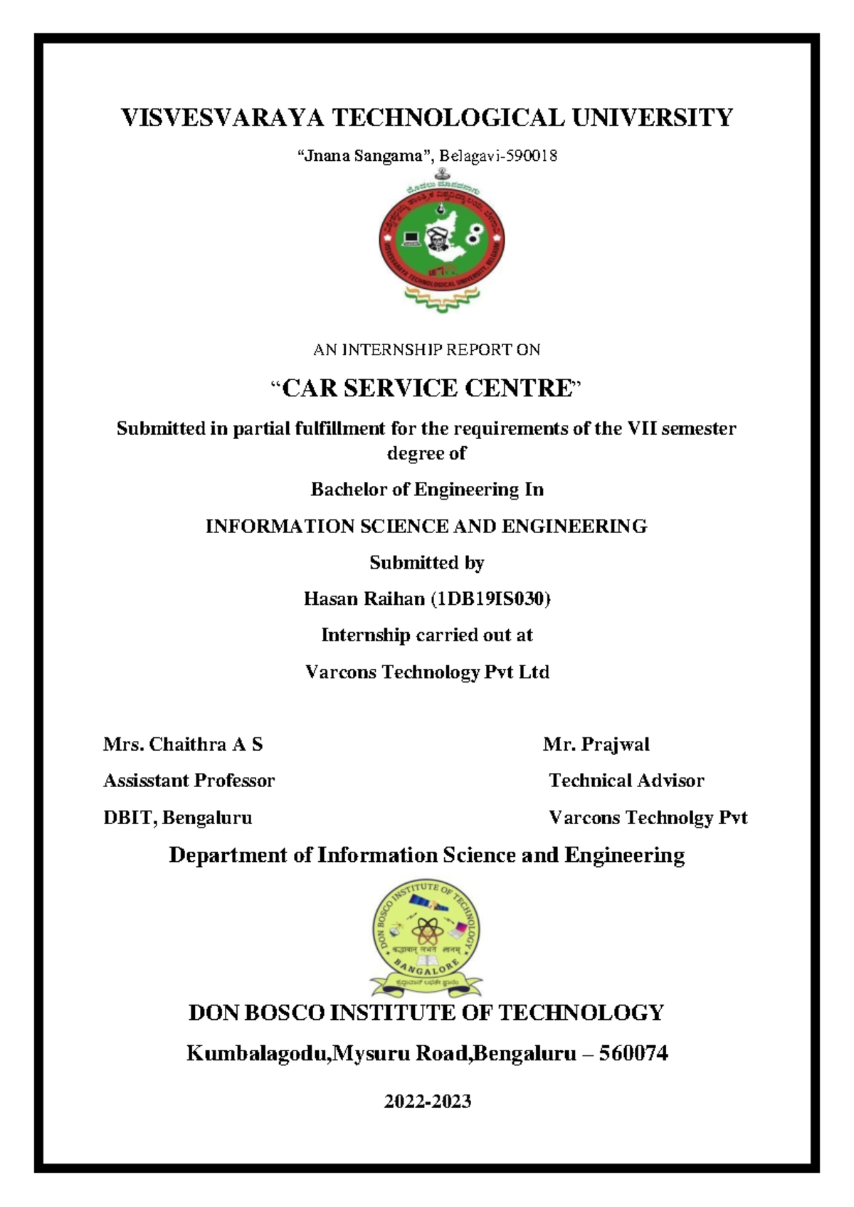 full stack development report - VISVESVARAYA TECHNOLOGICAL UNIVERSITY ...