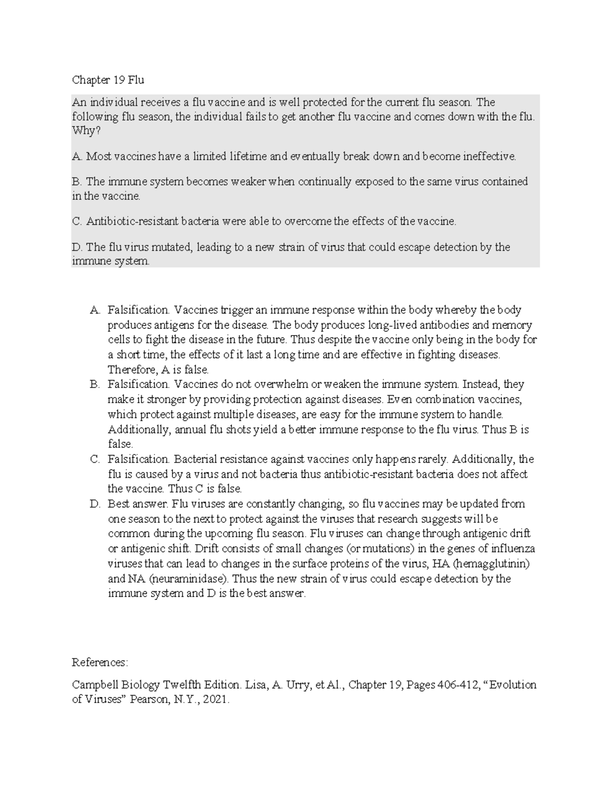 Bio 202 Chapter 19 Flu - notes - Chapter 19 Flu An individual receives ...