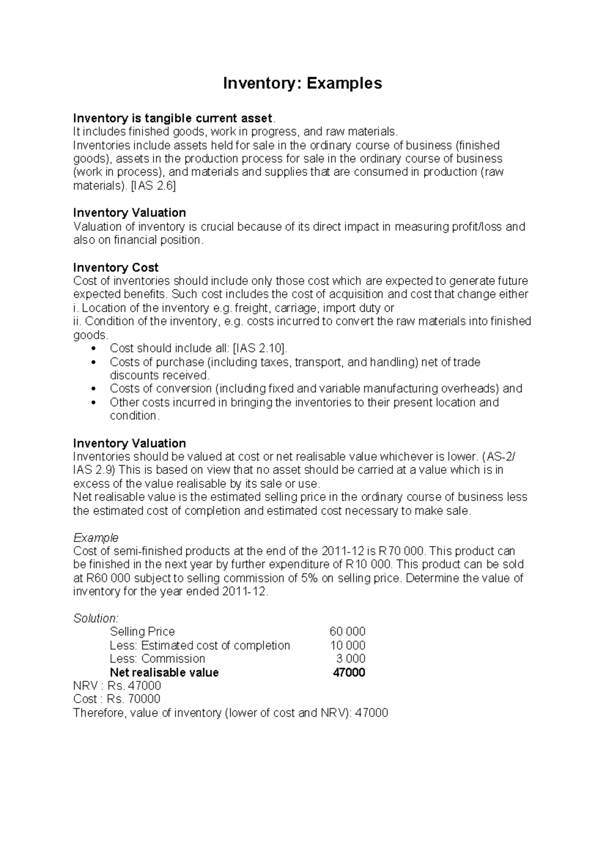 Inventory - lecture examples - Inventory: Examples Inventory is ...