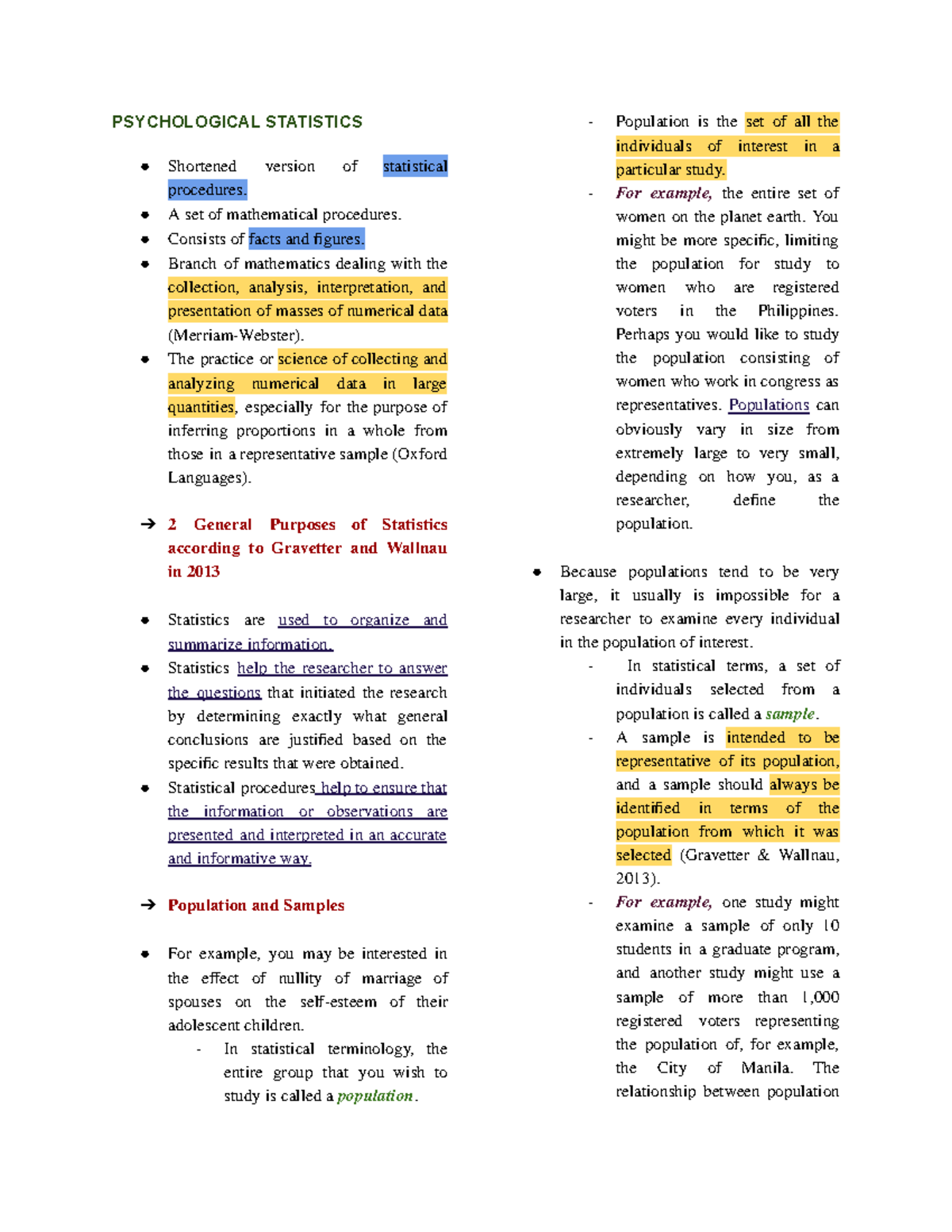 Psychological Statistics - PSYCHOLOGICAL STATISTICS Shortened version ...
