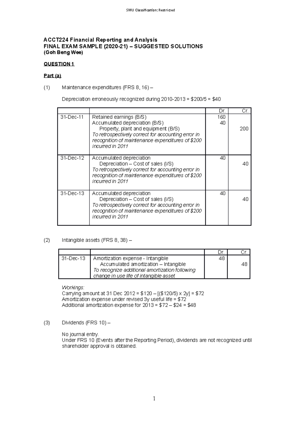 ACCT224 Final Exam Sample Suggested Solutions - ACCT224 Financial Reporting and Analysis FINAL ...