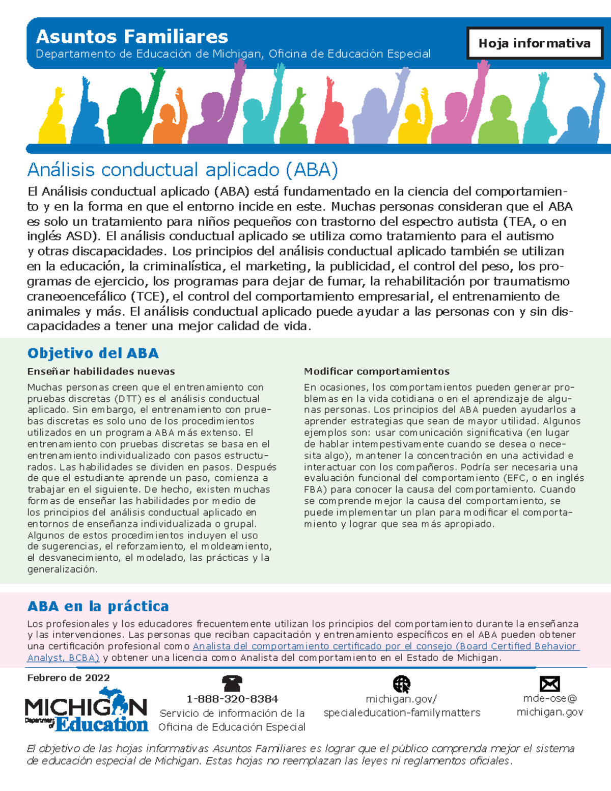 ABA Fact Sheet Spanish - Análisis conductual aplicado (ABA) El Análisis ...
