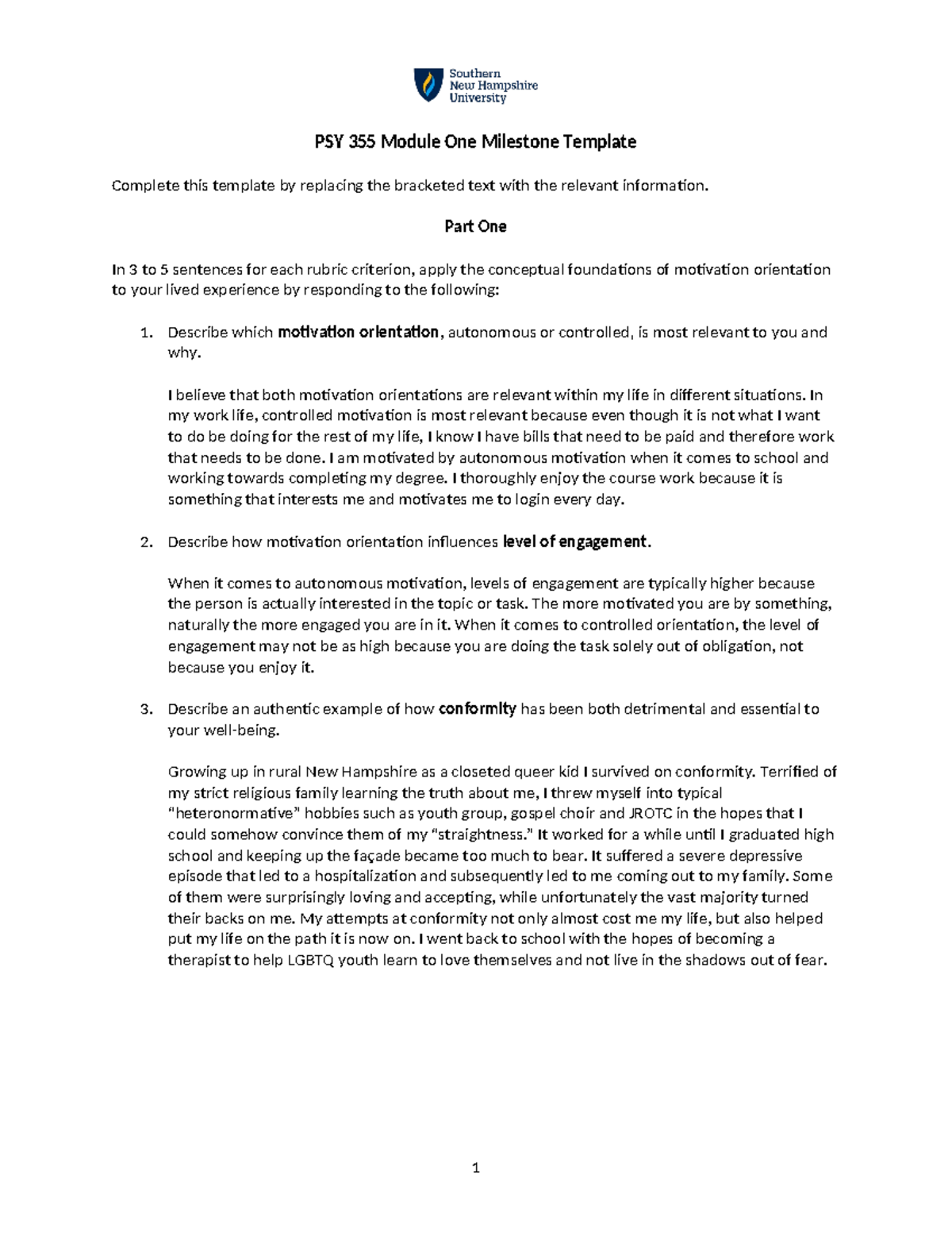 Module One Milestone - Part One In 3 to 5 sentences for each rubric ...