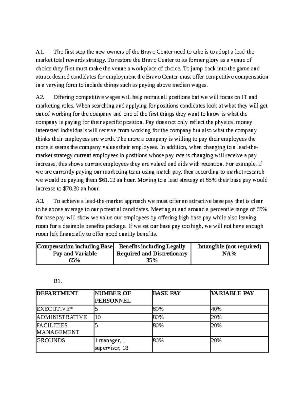 D355 Task 1 - Task 1 - A 1. The first step the new owners of the Bravo ...
