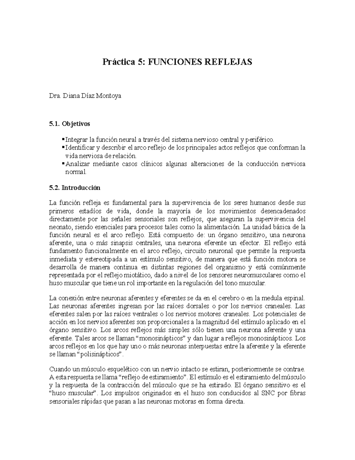 Pr Ã¡ctica 5. Funciones reflejas - Práctica 5: FUNCIONES REFLEJAS Dra. Diana Díaz Montoya 5 ...