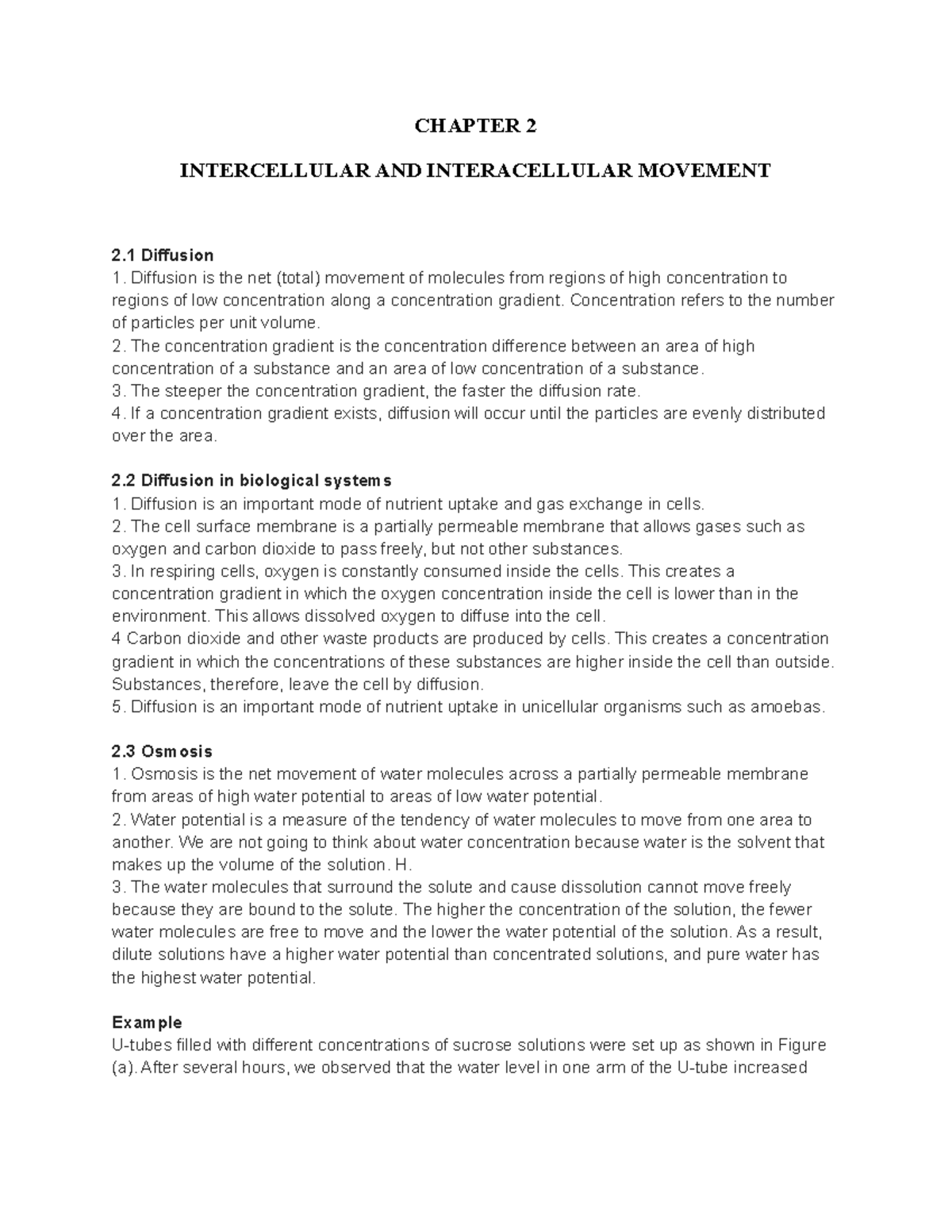 Chapter 2 Intercellular AND Interacellular Movement - CHAPTER 2 INTERCELLULAR AND INTERACELLULAR ...
