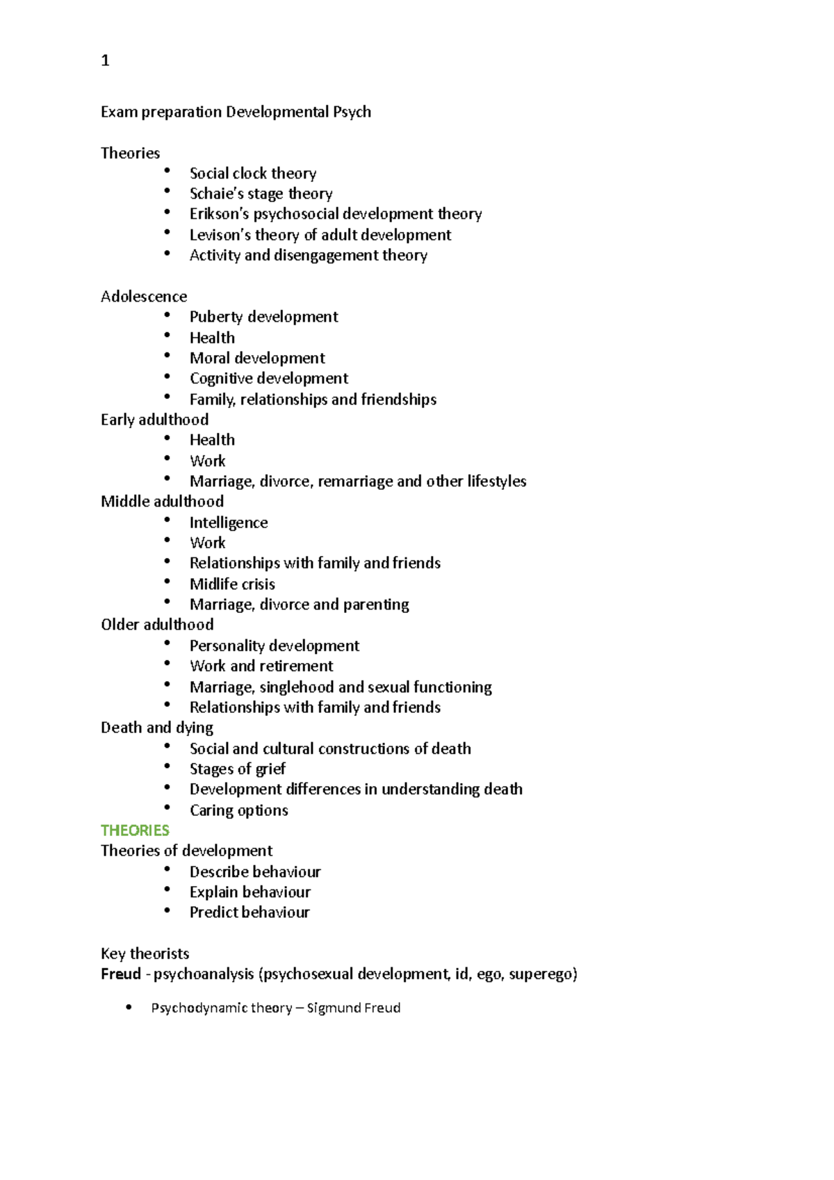 Exam preparation Developmental Psych - Exam preparation Developmental ...