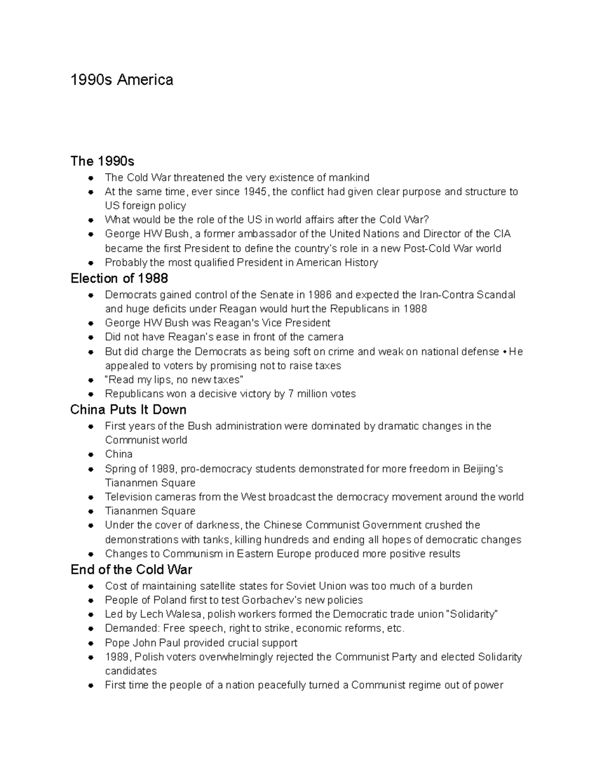 1990s Post-Cold War America - 1990s America The 1990s The Cold War ...