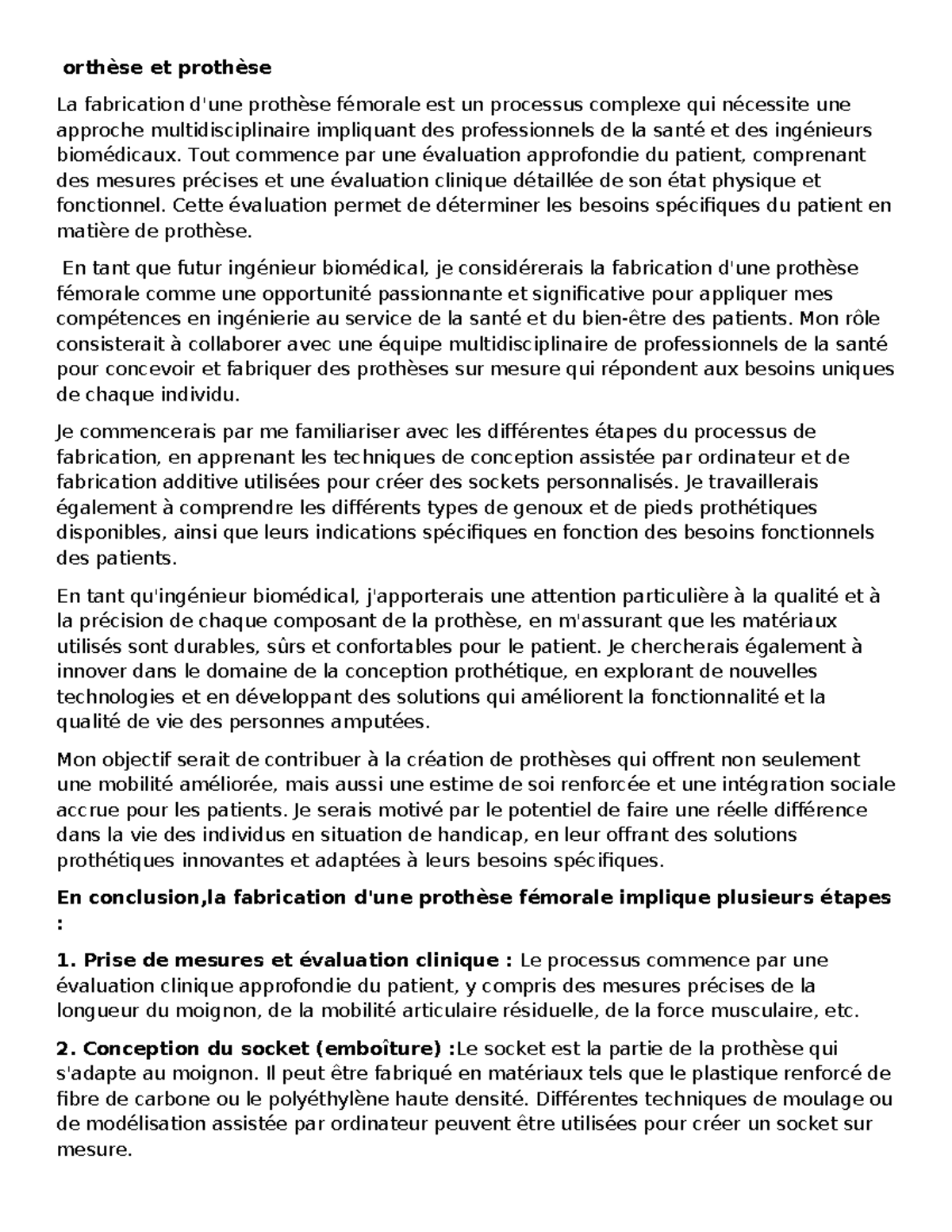 Document 17 - orthése et prothése - orthèse et prothèse La fabrication ...