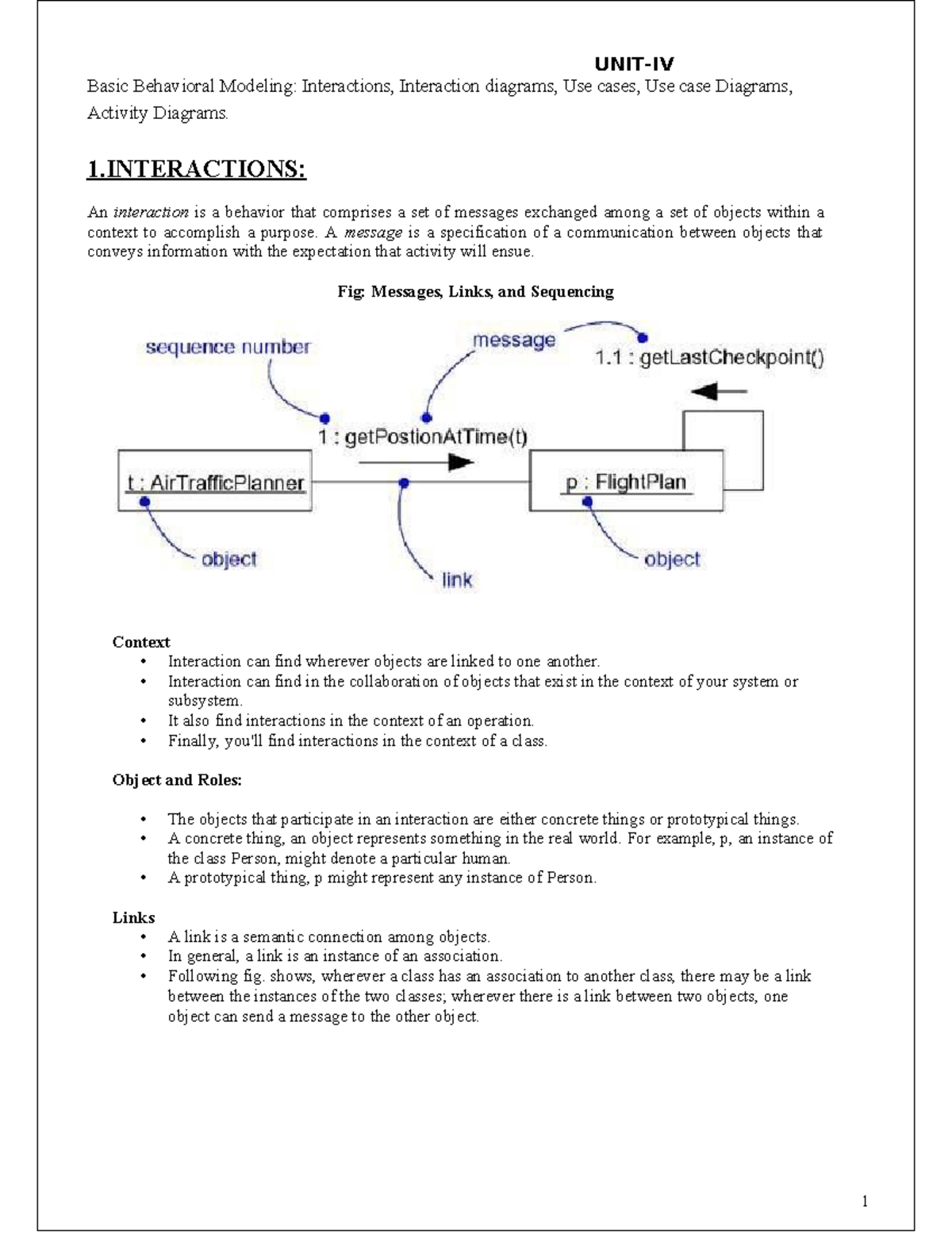 OOAD UNIT-IV - UNIT-IV Basic Behavioral Modeling: Interactions, Interaction diagrams, Use cases ...