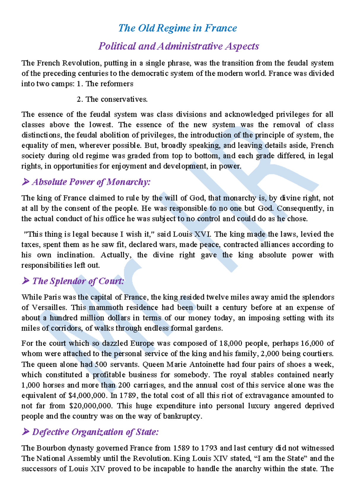 The Old Regime in France: Administration and Politics - The Old Regime ...