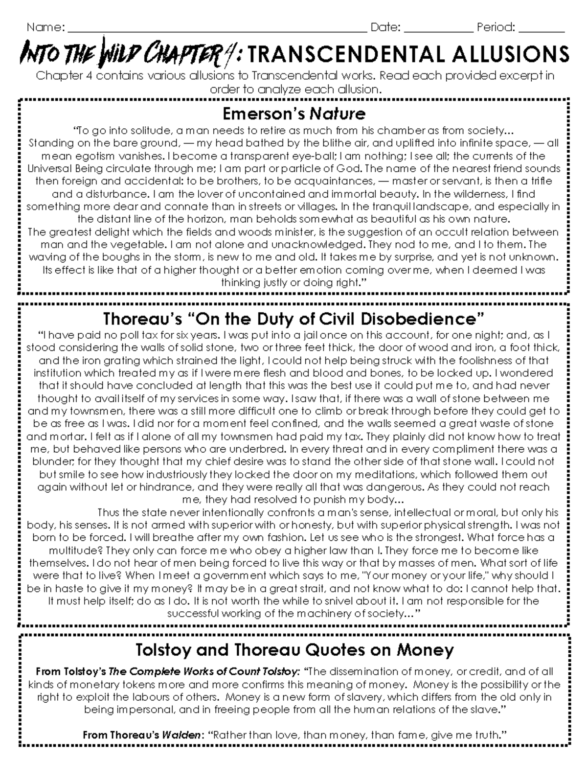 Maggie Jenkins - Into the Wild Chapters 4-6 Activities Student COPY ...