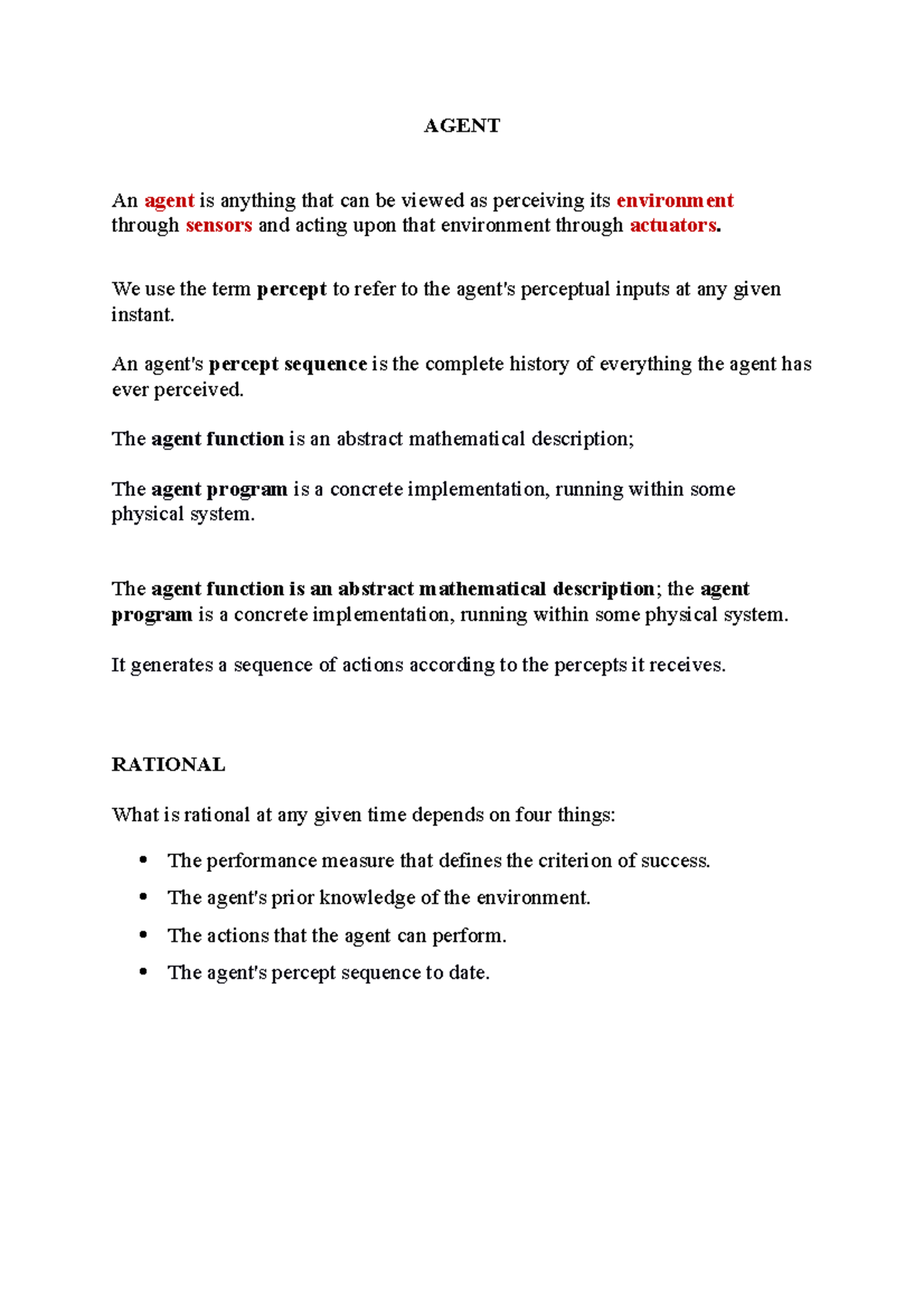 Agent - AGENT An agent is anything that can be viewed as perceiving its ...