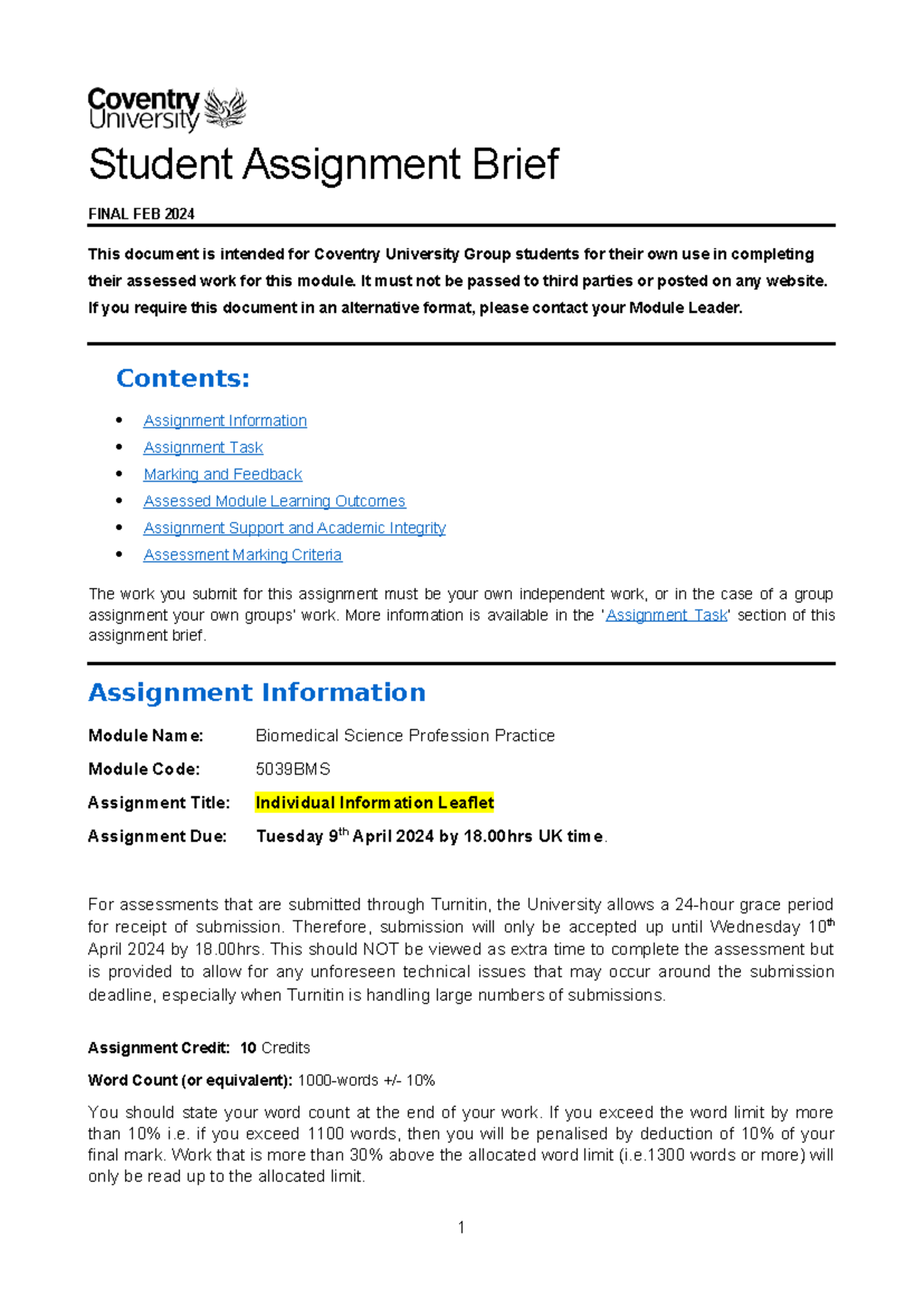 University Assignment Brief Template v1.3 10.07.23 SLS Leaflet Final - Student Assignment Brief ...