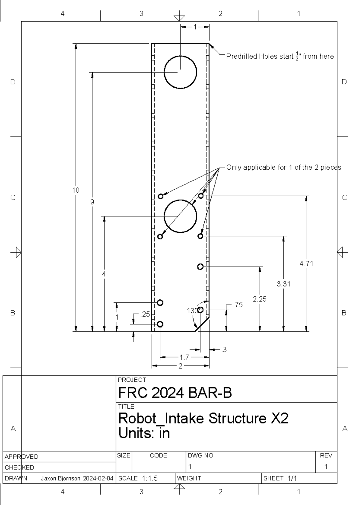 Robot Intake Structure X2 - chem 123 - 4 3 2 1 4 3 2 1 D C B A D C B A ...