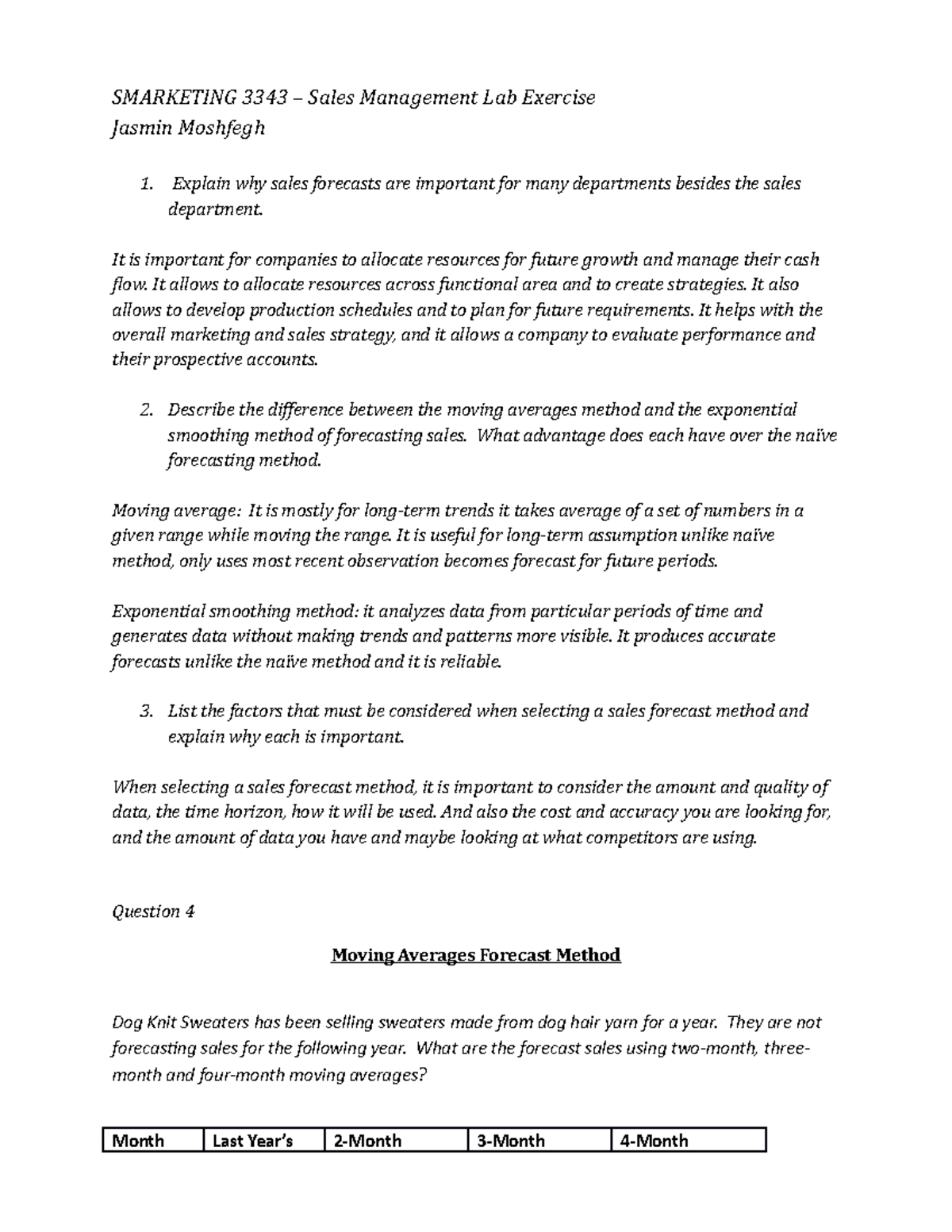 MKTG 3343 - Week 8 Lab - Sales Forecasting - SMARKETING 3343 – Sales ...