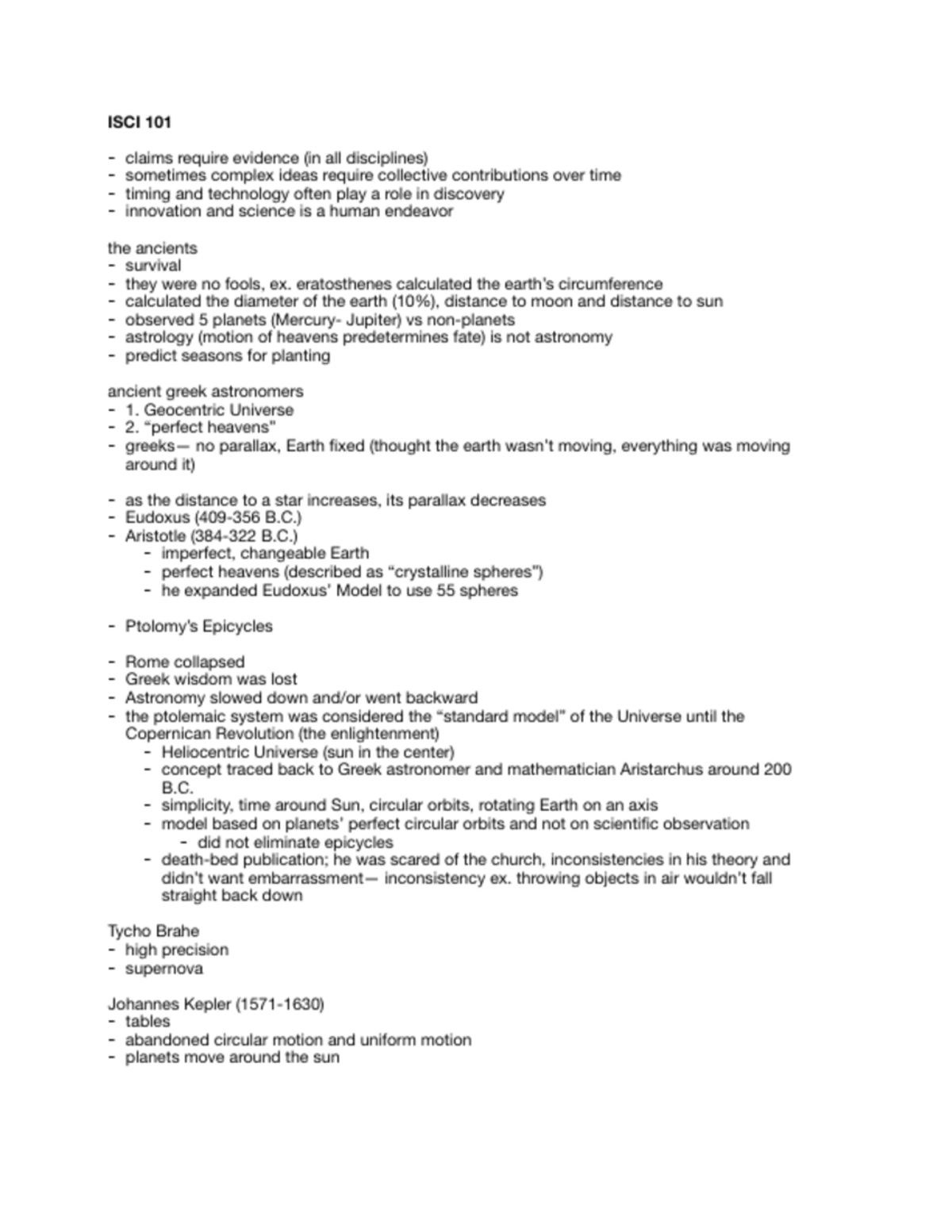 ISCI 101 - All of the lecture notes for the semester - ISCI 101 - Studocu