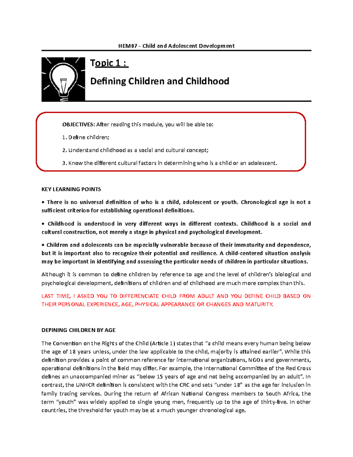 Topic 1 draft - module 5 - HEM07 - Child and Adolescent Development ...