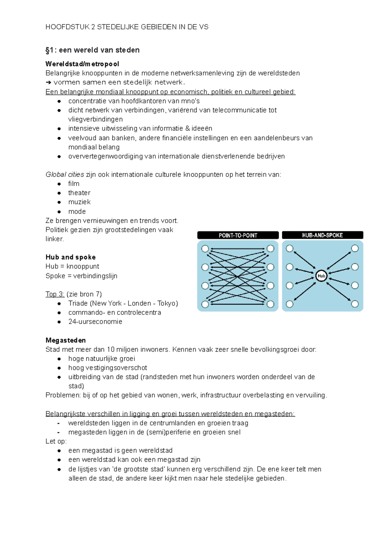 AK - aantekeningen hfst 2 wereld VS - §1: een wereld van steden ...