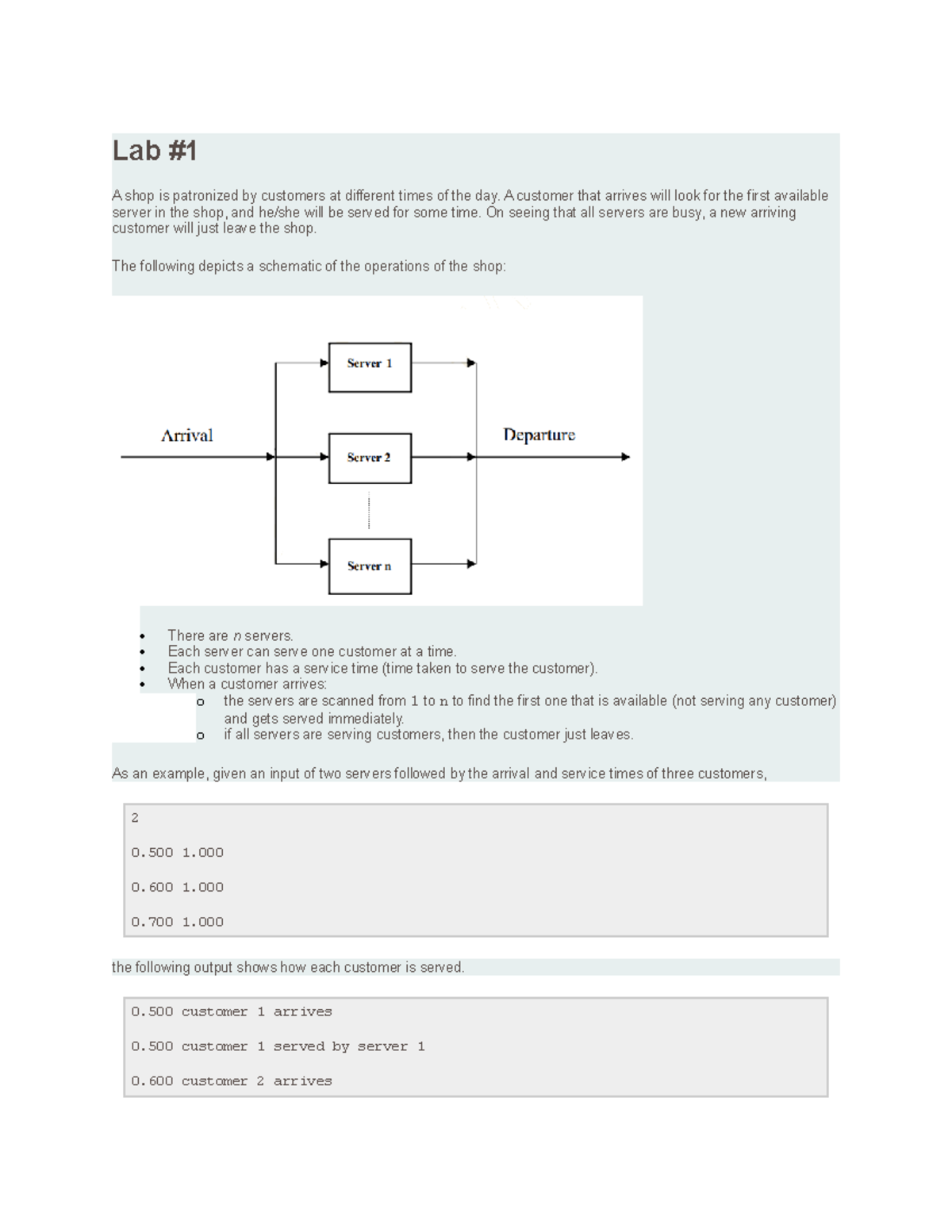Problem Adads Lab A Shop Is Patronized By Customers At Different Times Of The Day A 