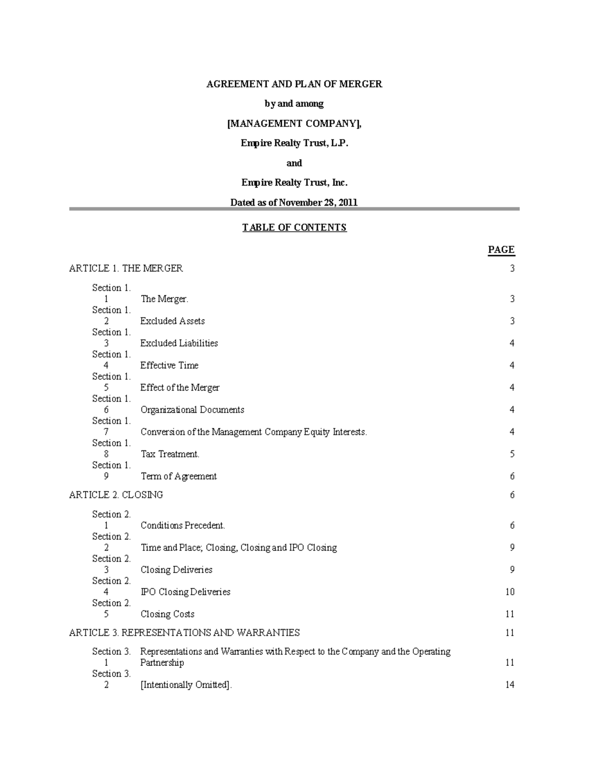 Agreement AND PLAN OF Merger - AGREEMENT AND PLAN OF MERGER by and ...