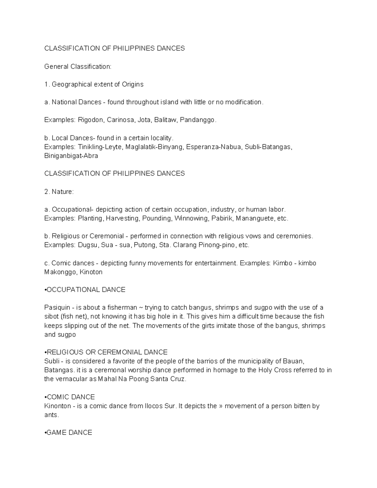 Classification of Philippines Dances - CLASSIFICATION OF PHILIPPINES ...