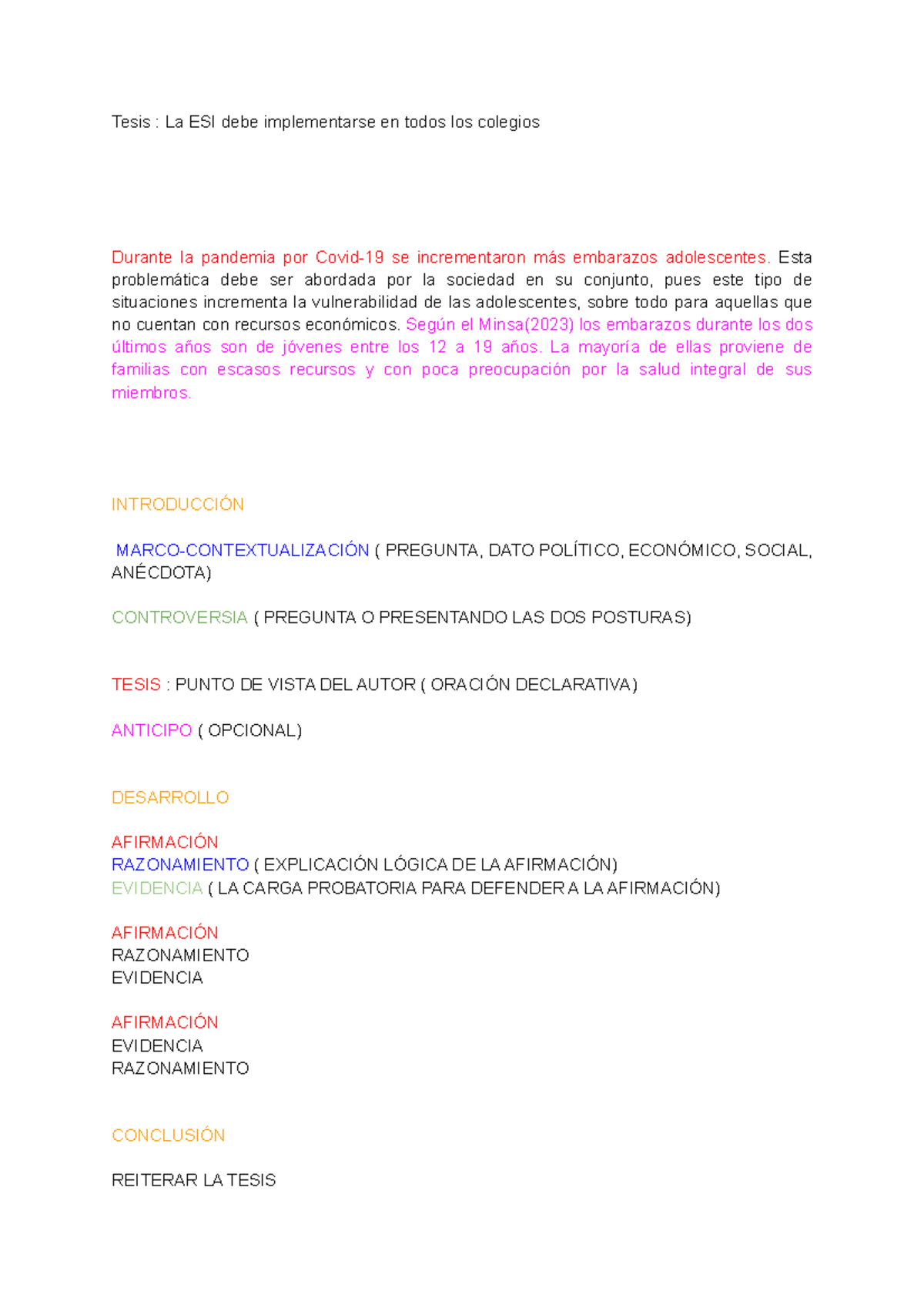 Ejemplo DE Clase - vbbbbb - Tesis : La ESI debe implementarse en todos ...