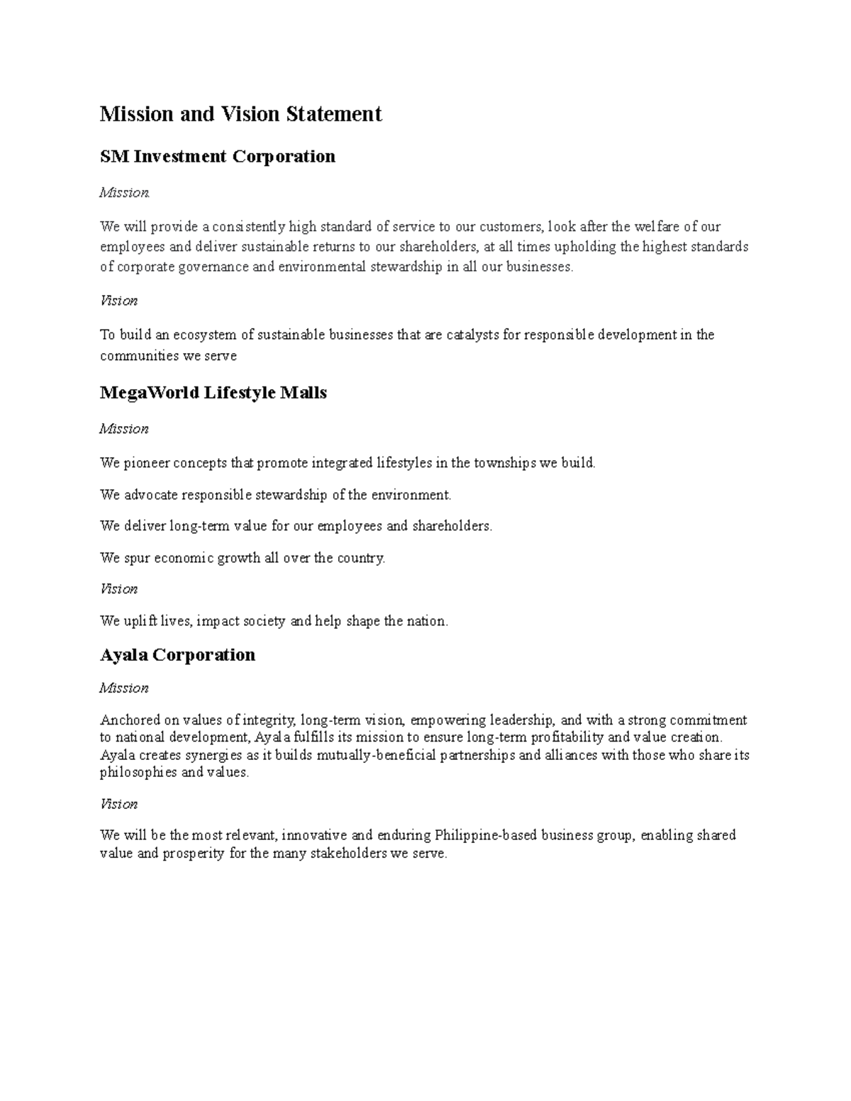 Bacungan-Strama-Assignment 3 mr strada strategic - Mission and Vision ...