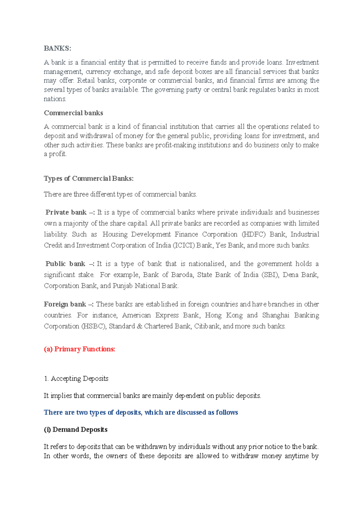 mba 3rd semester - BANKS: A bank is a financial entity that is ...