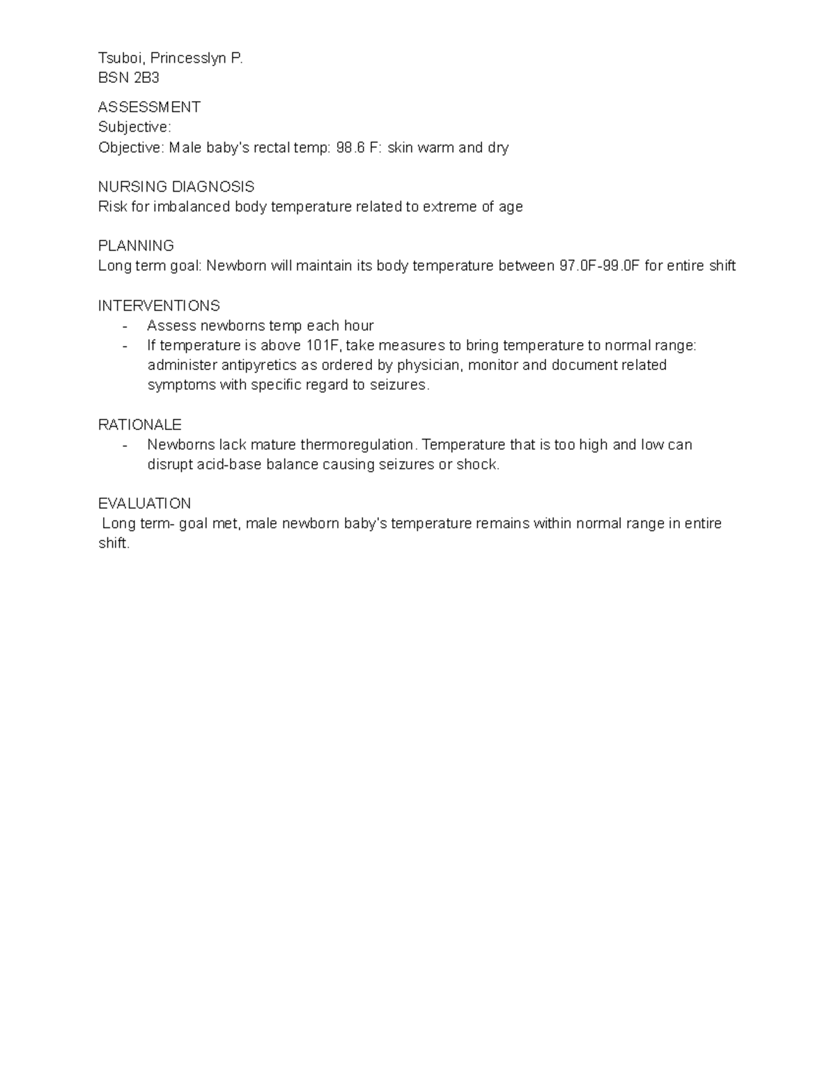NCP suggestion FOR RISK FOR INFECTION - Tsuboi, Princesslyn P. BSN 2B ...
