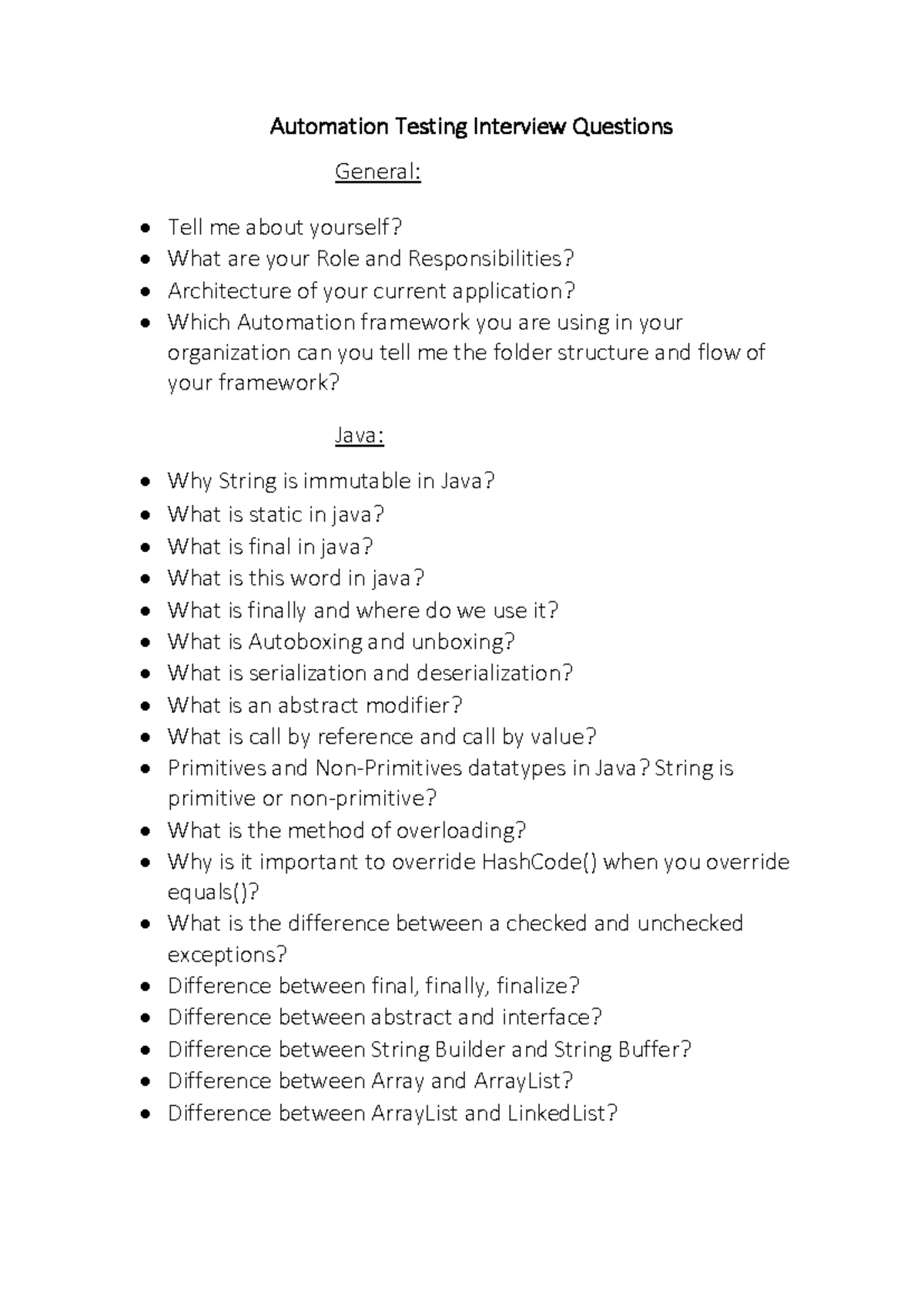 𝗙𝘂𝗹𝗹𝗦𝘁𝗮𝗰𝗸 𝗶𝗻𝘁𝗲𝗿𝘃𝗶𝗲𝘄 𝗤𝘂𝗲𝘀𝘁𝗶𝗼𝗻𝘀 - Automation Testing Interview Questions ...