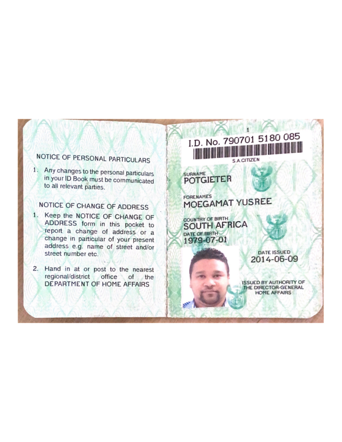 Yusree I.D. No. 790701 5180 085 - 1 I. No. 790701 5180 085 NOTICE OF ...