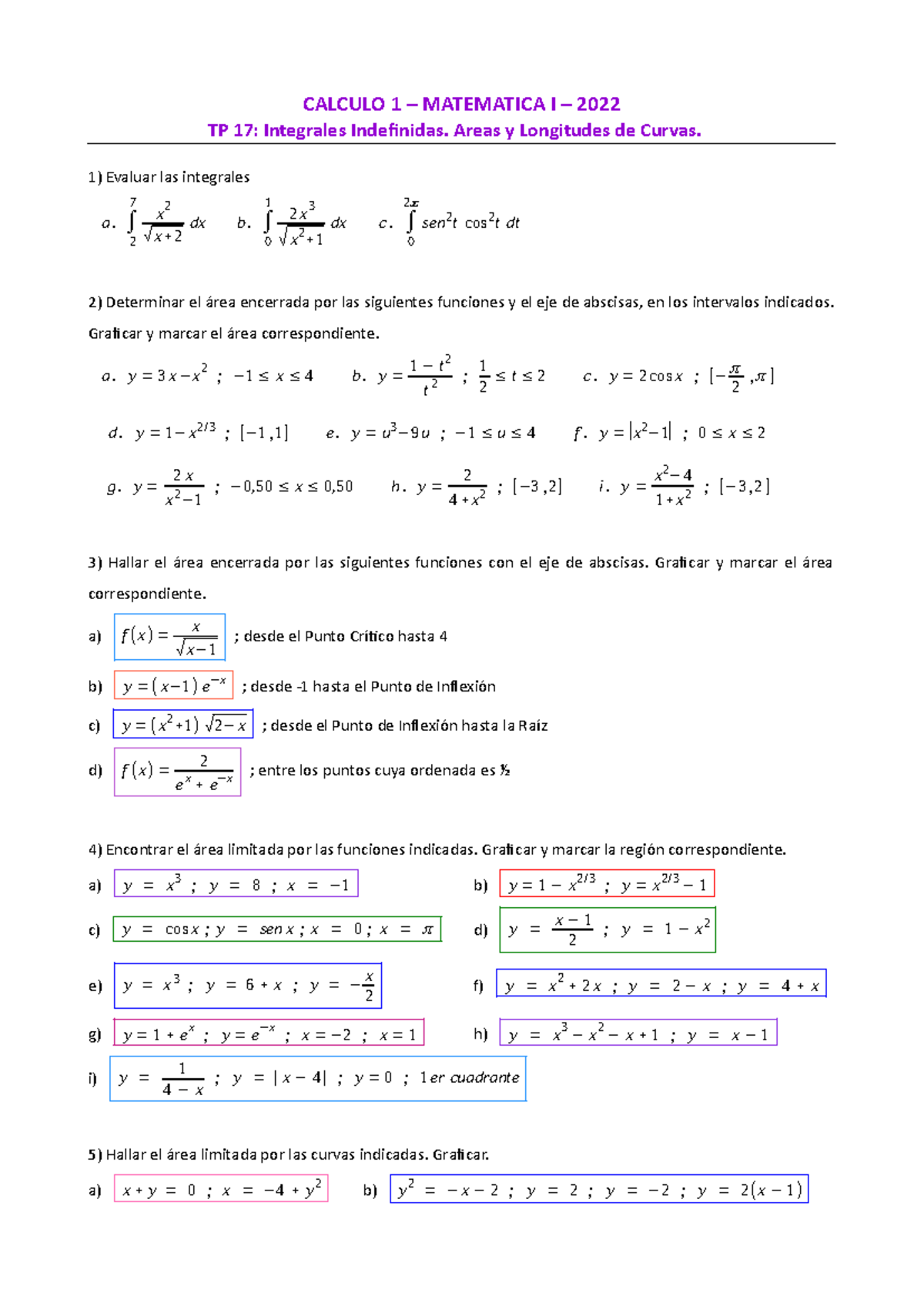 TP 17 - TP 17 - CALCULO 1 – MATEMATICA I – 2022 TP 17: Integrales ...