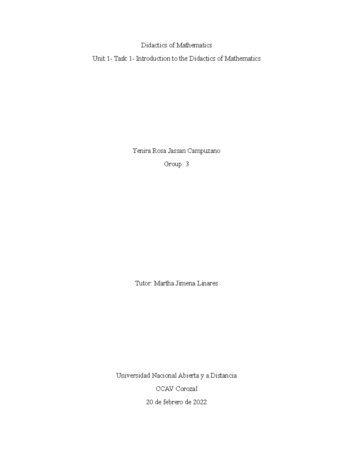 Didactics of Mathematics Task 1 - Didactics of Mathematics Unit 1- Task ...