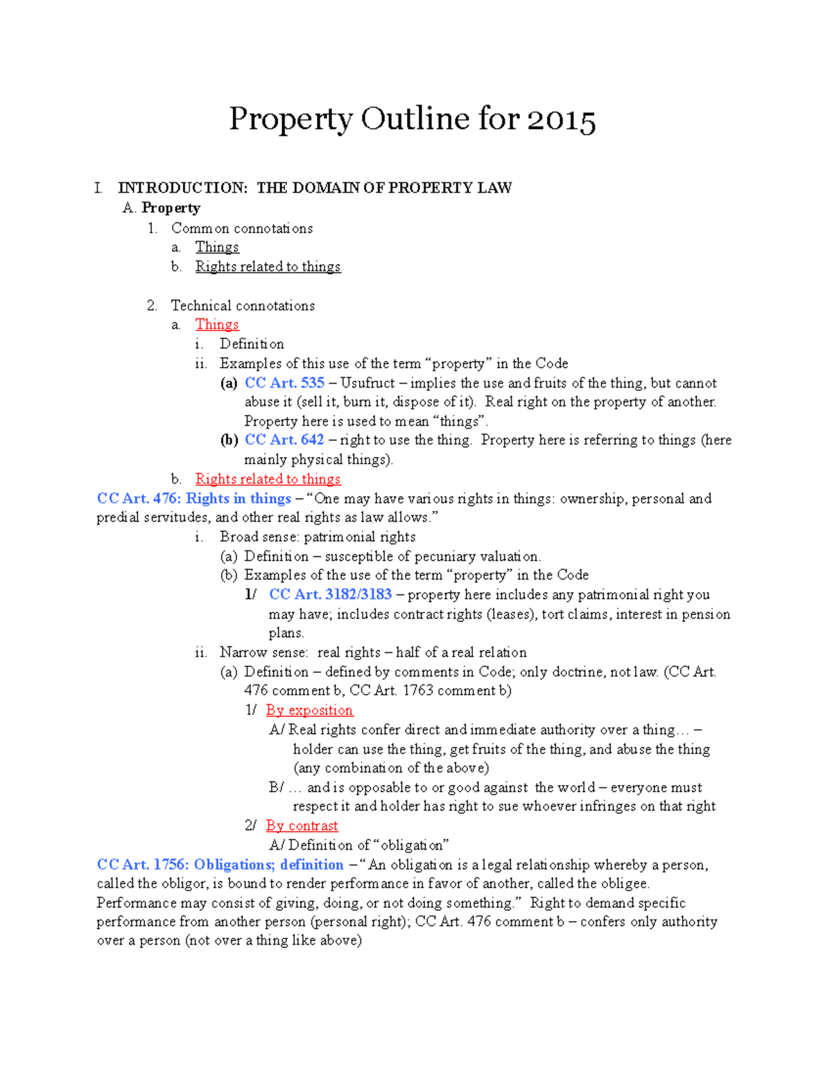 Roark Property law 2018 - Property Outline for 2015 I. INTRODUCTION ...