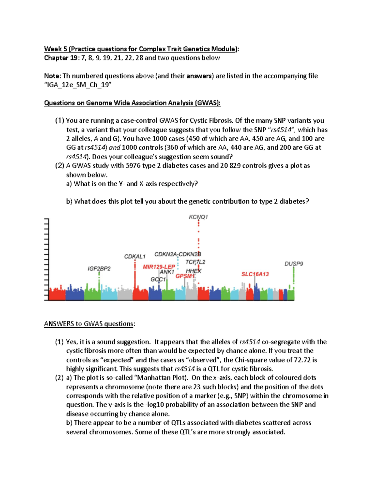 Week 5 Practice - Week 5 (Practice questions for Complex Trait Genetics ...