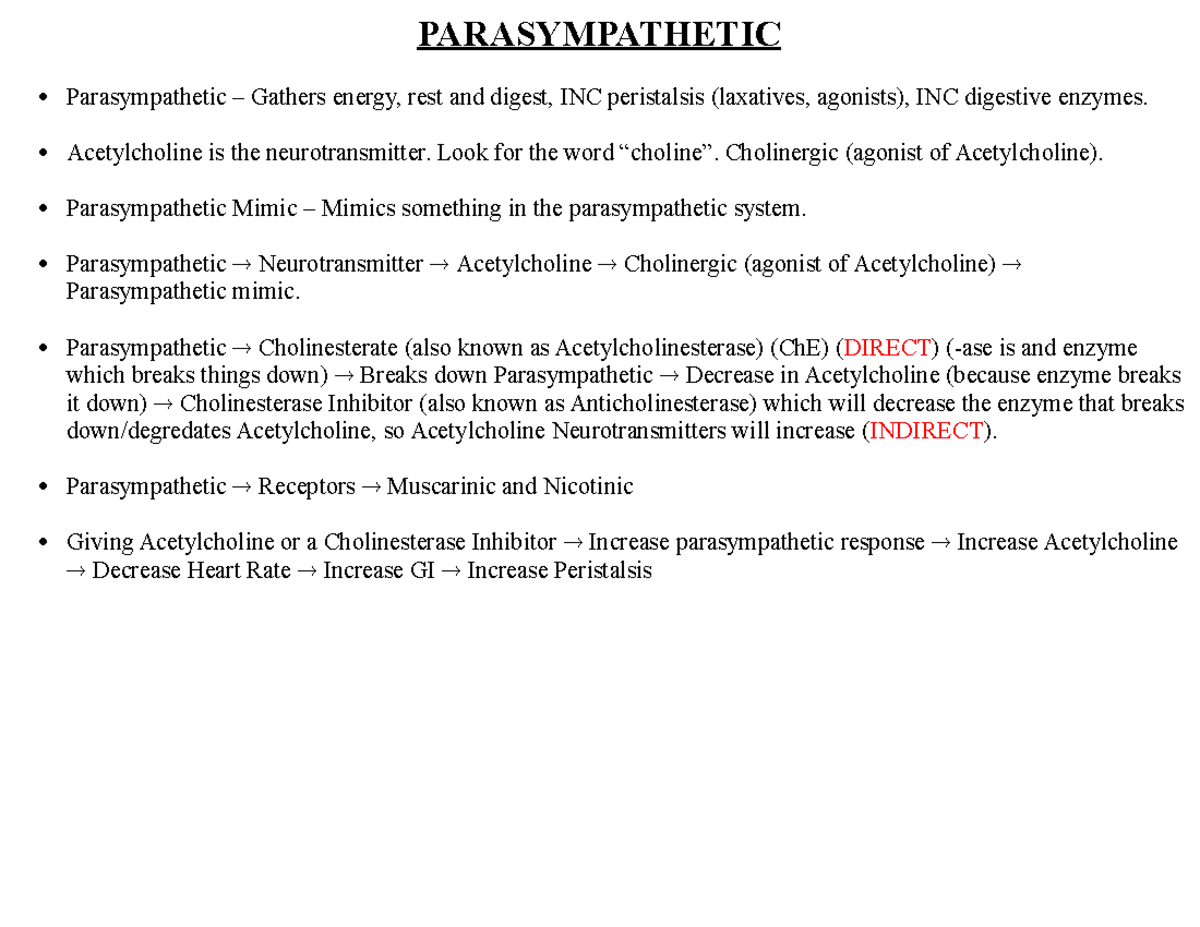 Pharm - CH 15:16 - Chart - Diagram of sympathetic and parasympathetic ...