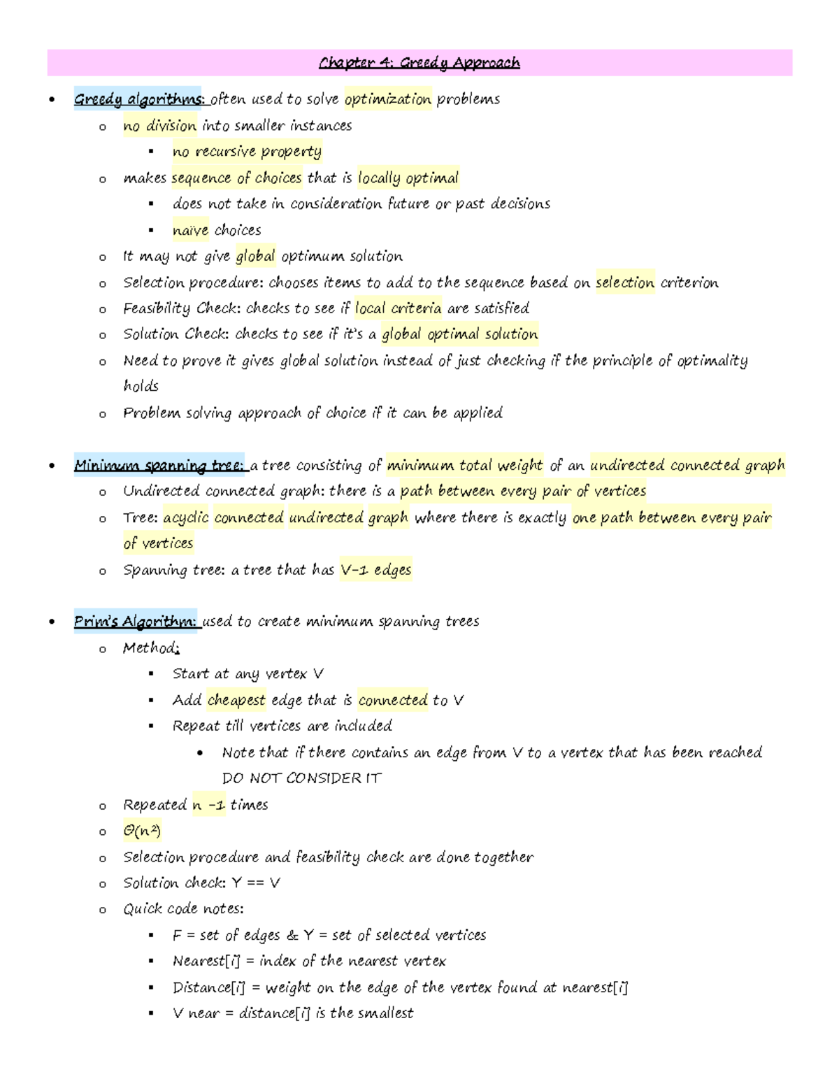CH 4 - Algorithms exams final midterms and quizzes assignments - Chapter 4: Greedy Approach ...