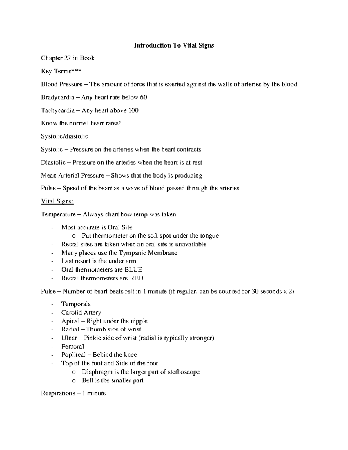 Introduction To Vital Signs Part 1 - Introduction To Vital Signs ...