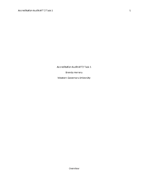 AFT2 Task 2 - task 2 paper - Accreditation Audit AFT2 Task 2 Brenda ...