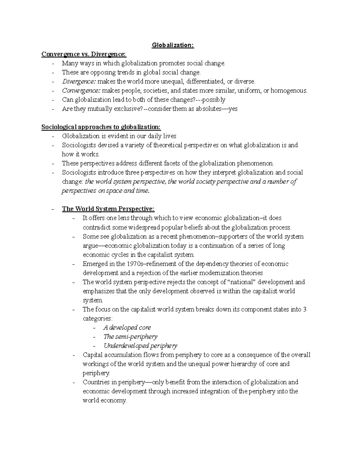 Globalization textbook - Globalization: Convergence vs. Divergence ...