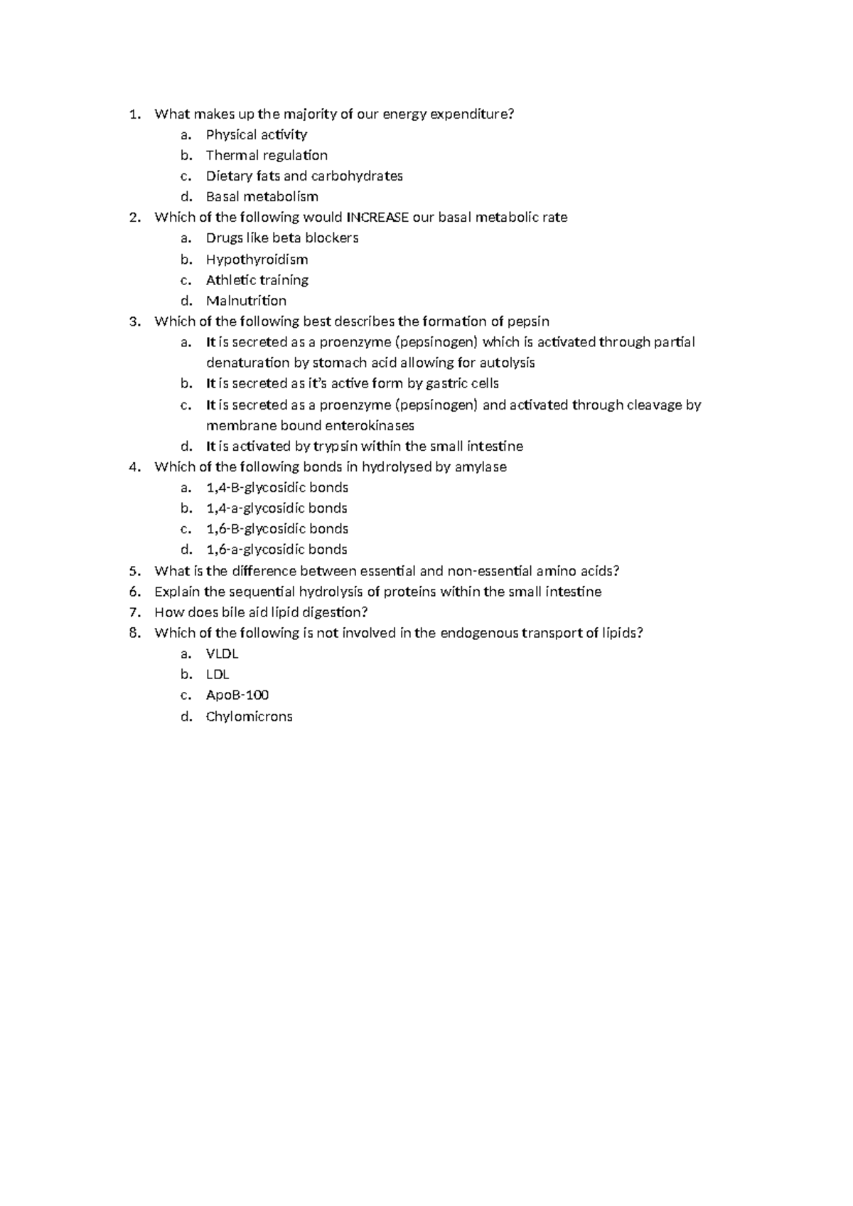BIOC 192 Tutorial 8 (22-24) Worksheet - What makes up the majority of ...