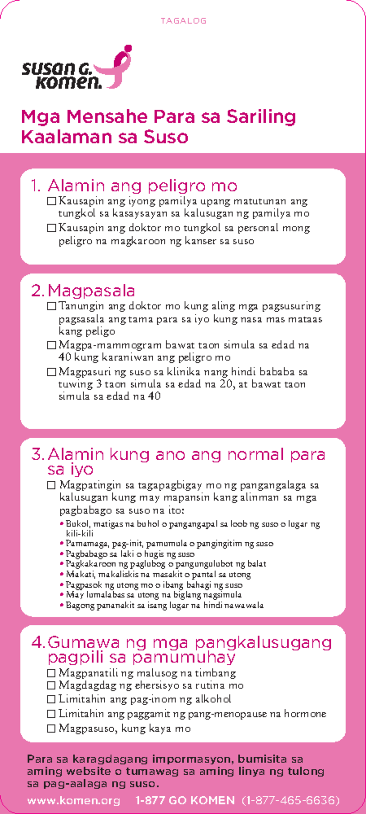 Breast Self-Awareness Messages in Tagalog Final 2-14 - 3. Alamin kung ...