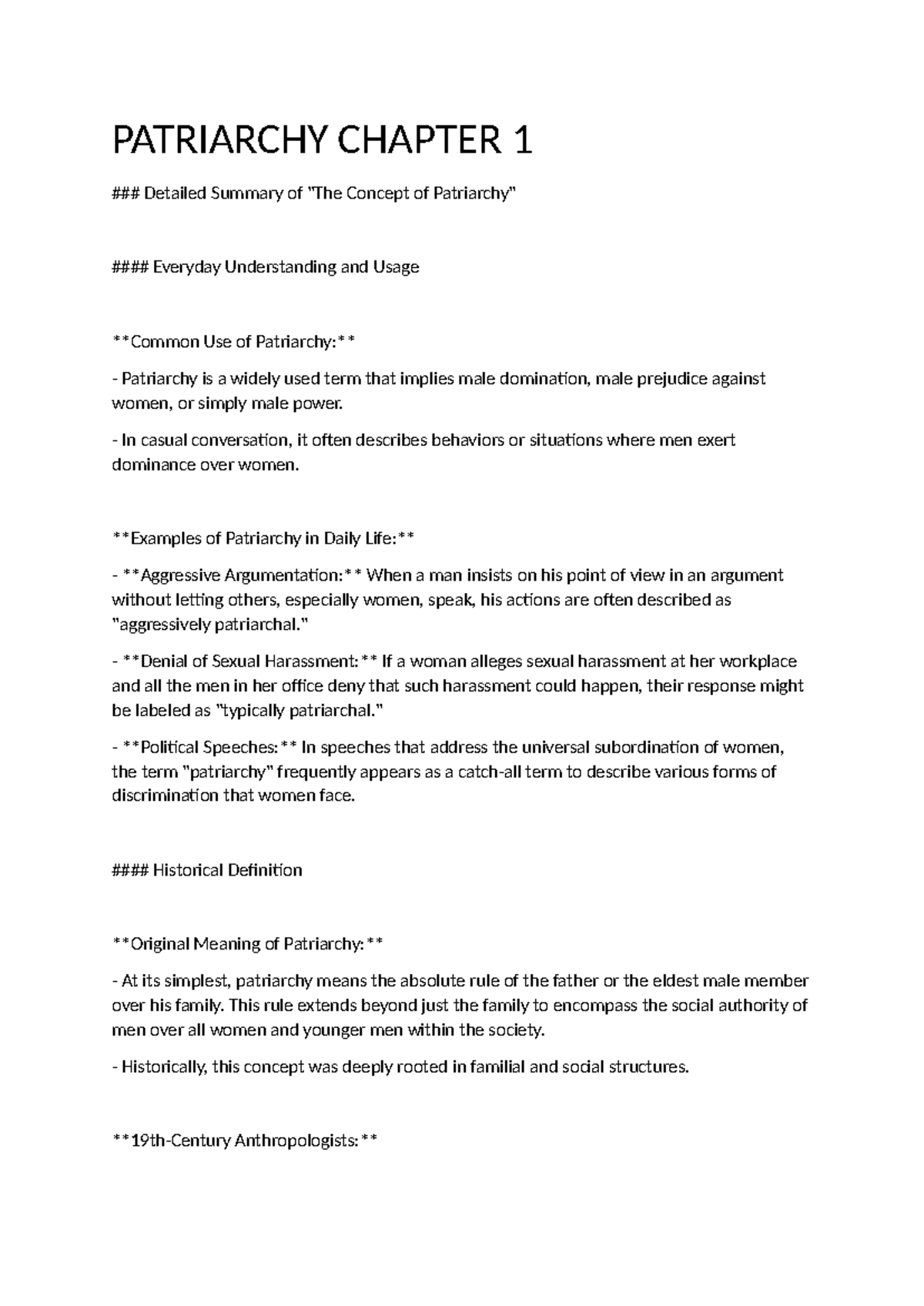 Patriarchy Chapter 1 summary - PATRIARCHY CHAPTER 1 Detailed Summary of ...