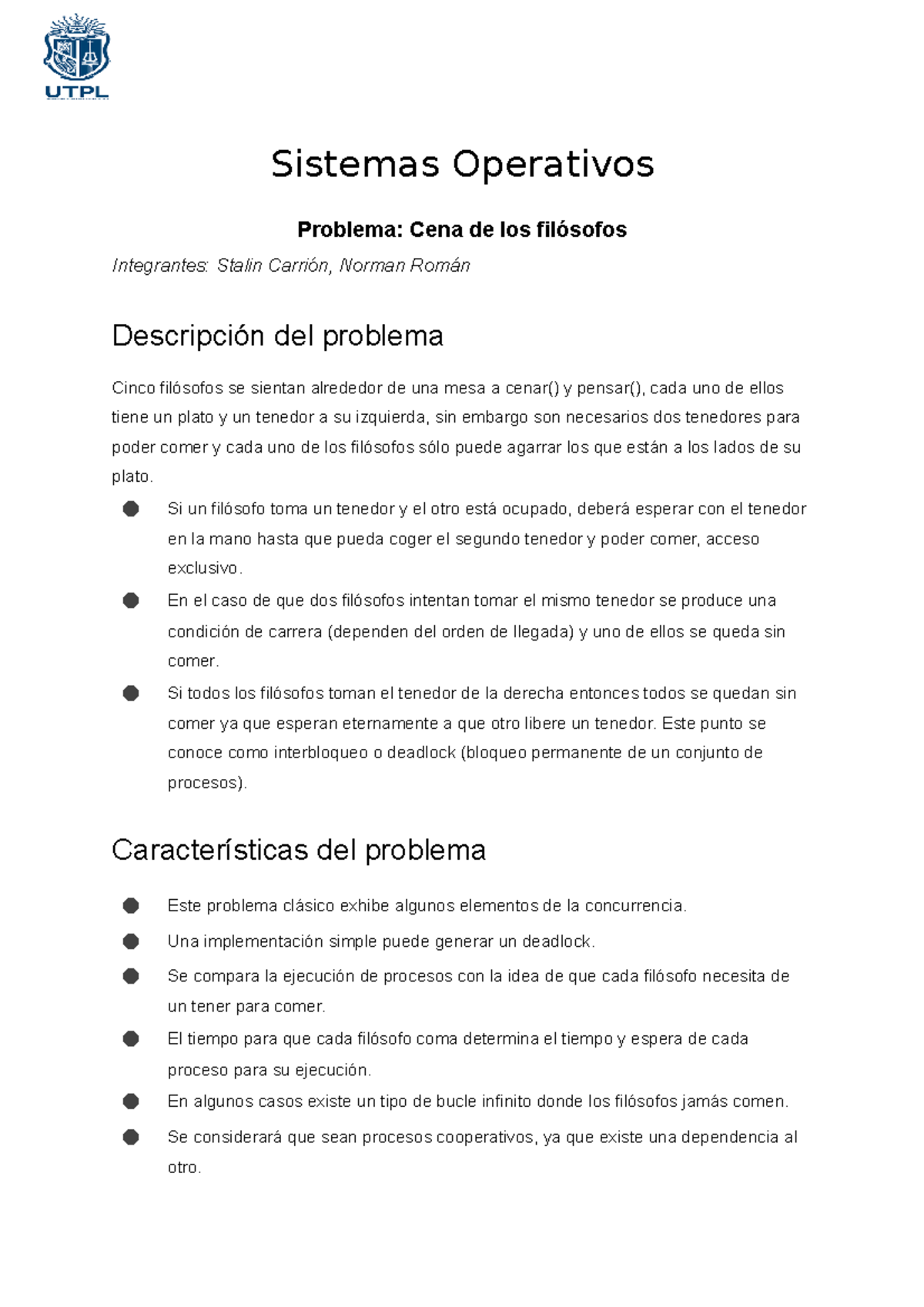 Informe SO - Descripcion de problematica y solucion para el algoritmo ...