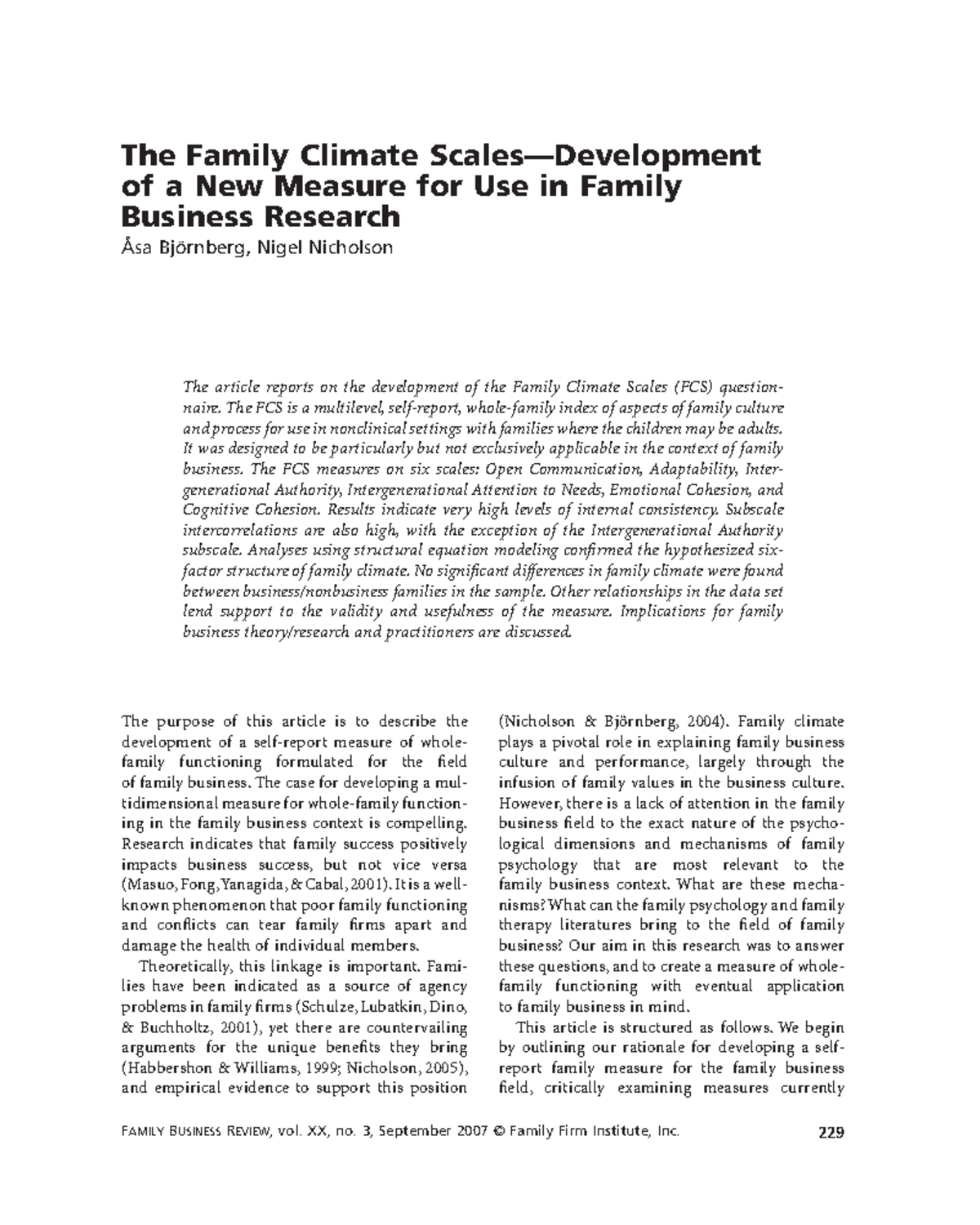 Family-Climate-Scales article - The Family Climate Scales—Development ...