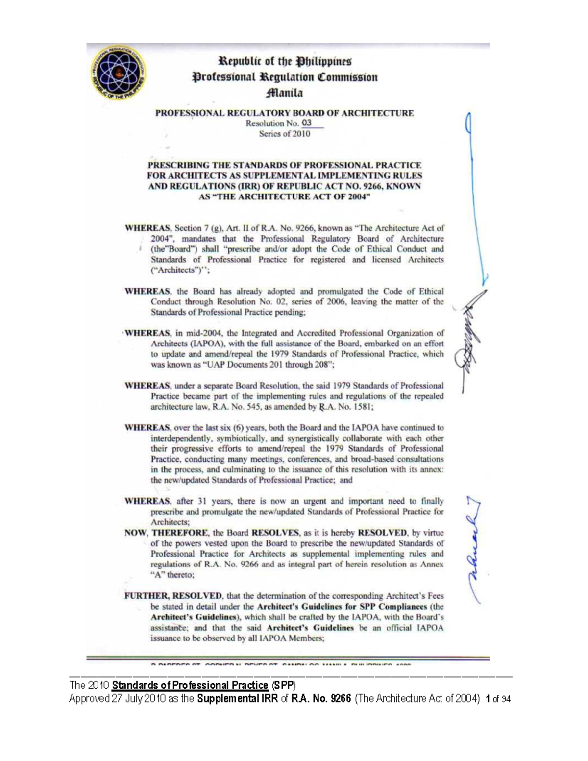 R.A. No. 9266, known as The Architecture Act of 2004 - - Studocu