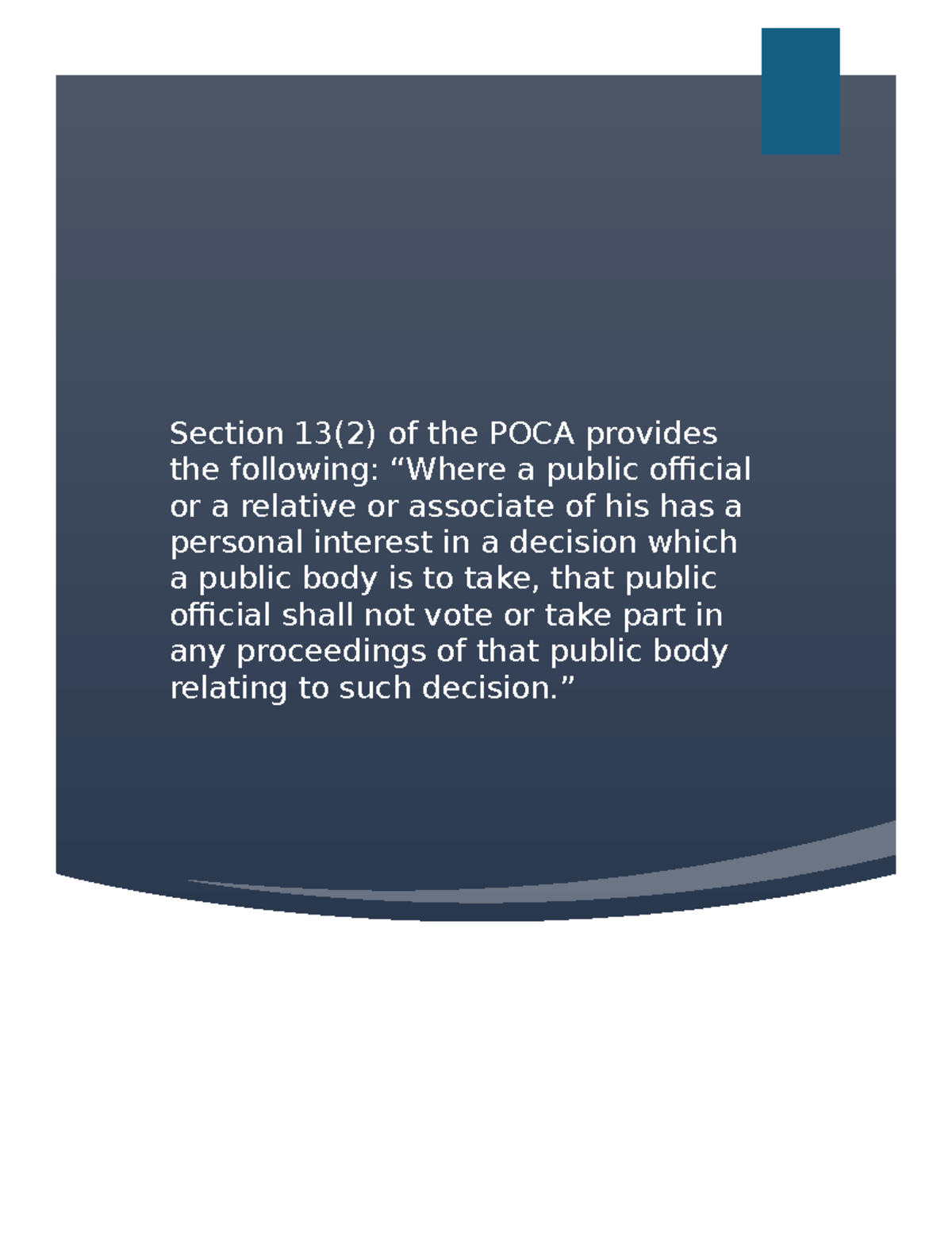 Assignment 1 - Corporate Crimes - Section 13(2) of the POCA provides ...